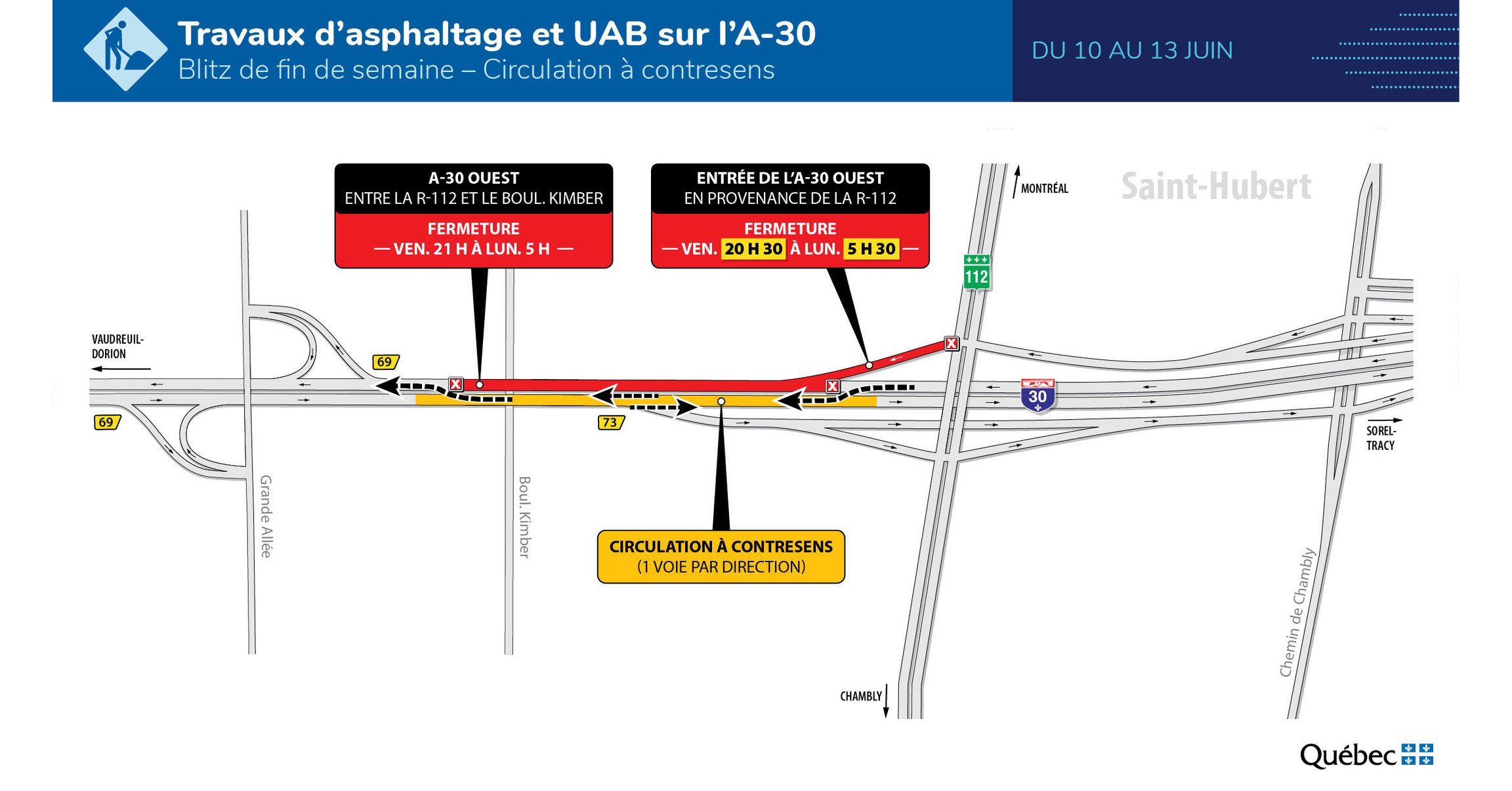 Autoroute 30, à Longueuil et à Boucherville - Entraves majeures durant ...