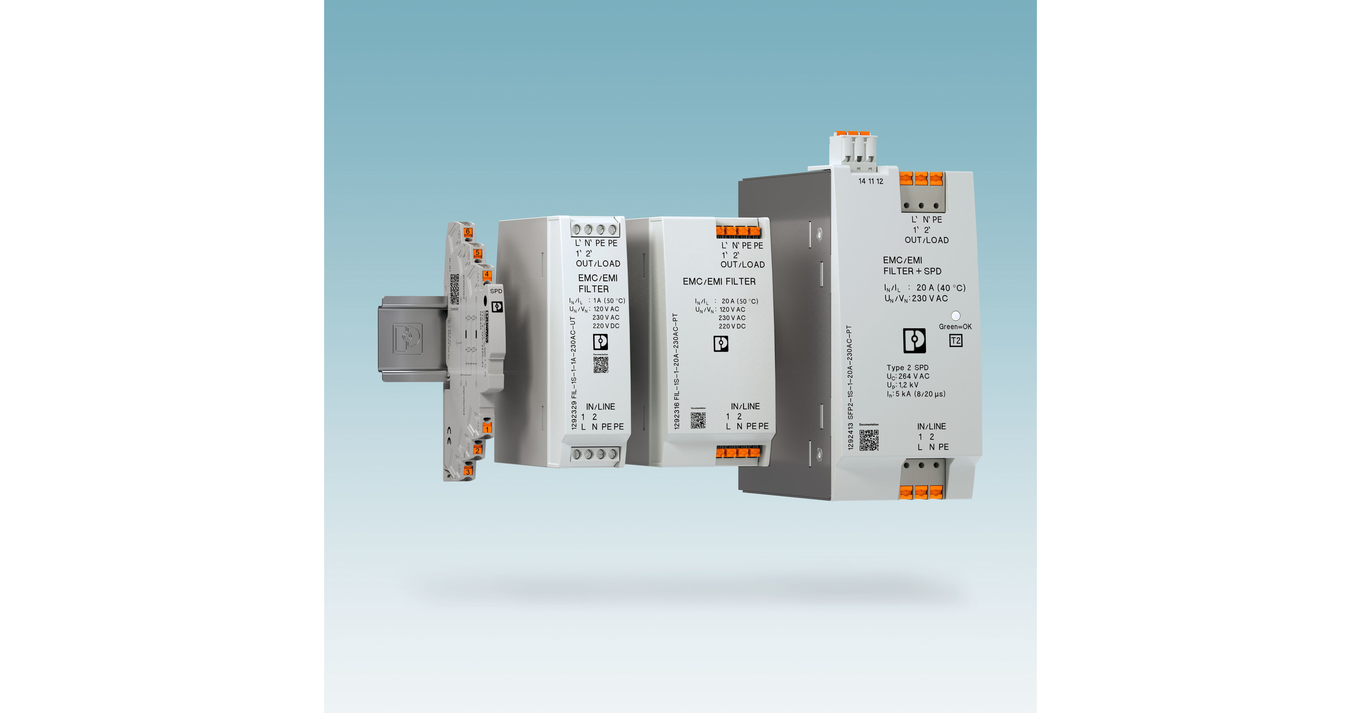 DIN rail-mountable, universally applicable EMC Filters for universal use