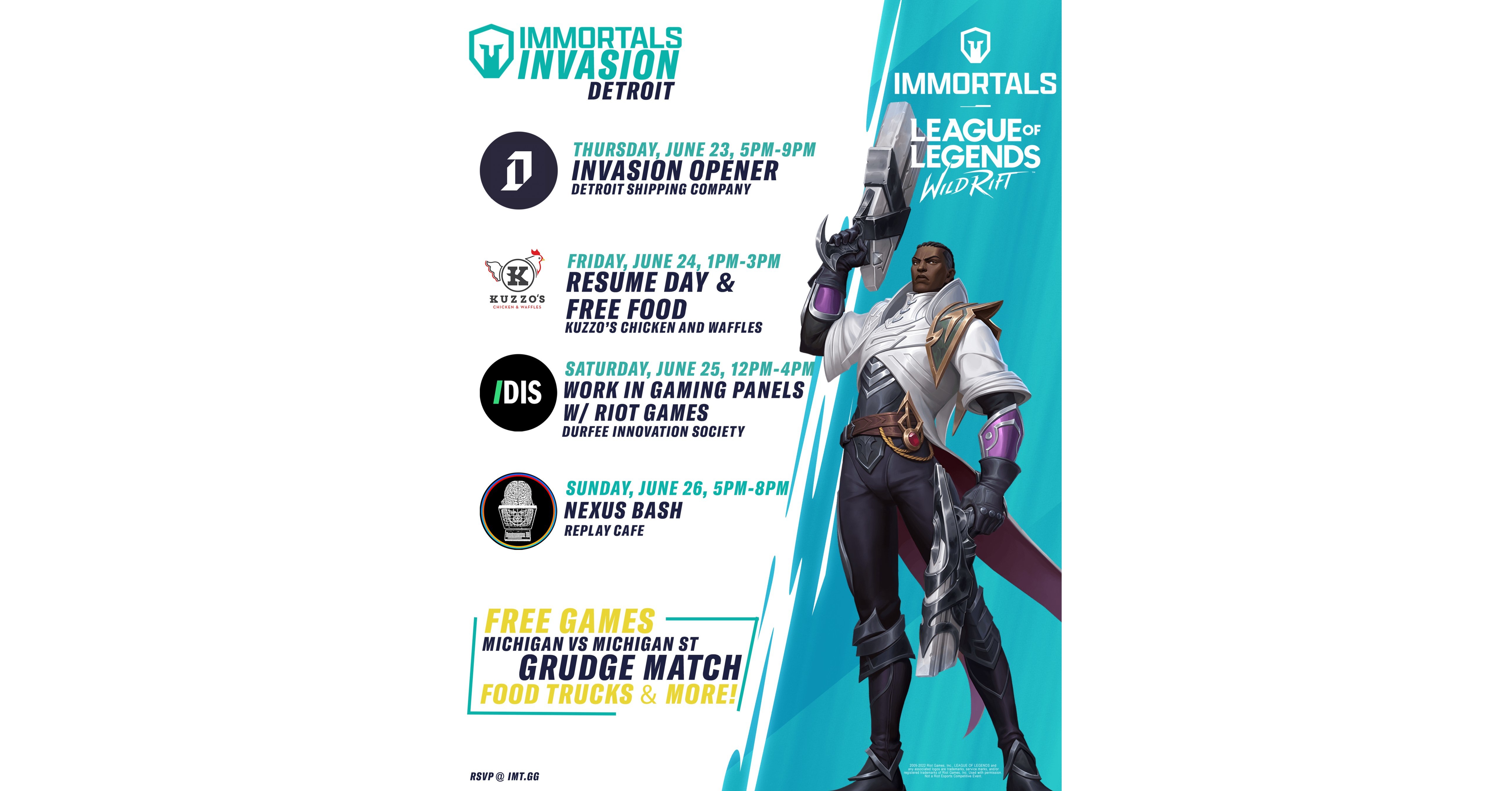 ESPORTS FAN ACTIVATION 'IMMORTALS INVASION' COMING TO DETROIT JUNE 23 - 26