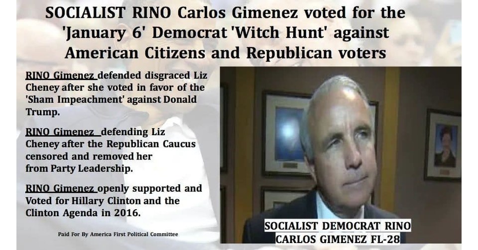 America First Makes RINO Carlos Gimenez (Fl-28) Top Target for Removal ...