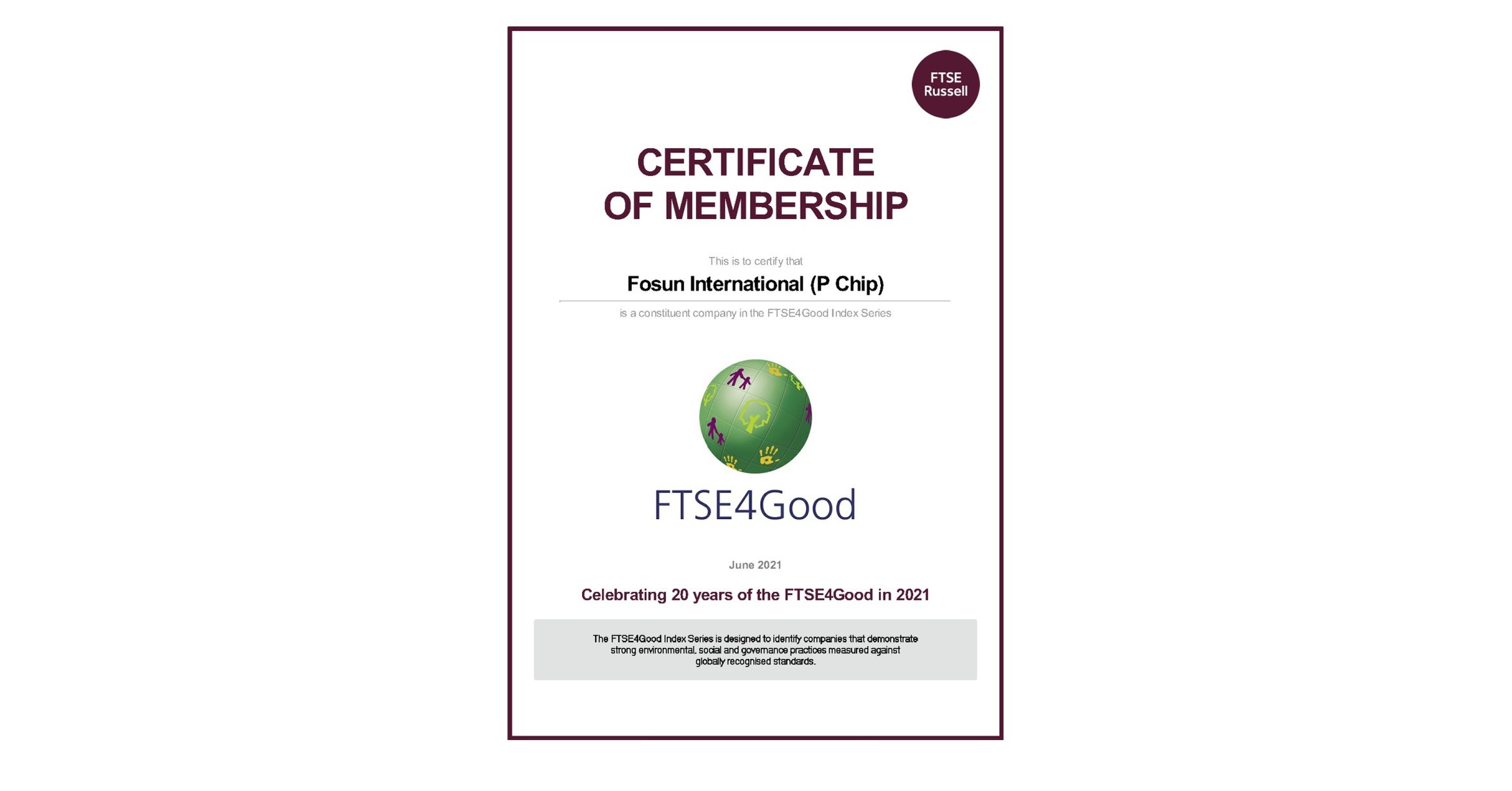 Fosun International's FTSE Russell ESG Rating Upgraded and Becomes ...