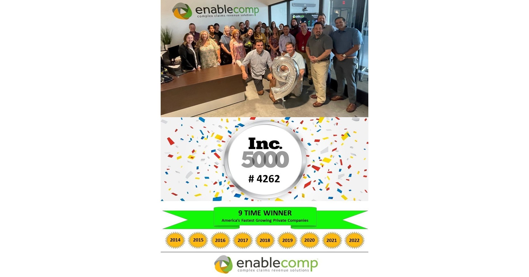 For the 9th Year in a Row, EnableComp Achieves Recognition on the Inc ...