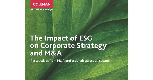 Coleman Research Releases Study on ESG Impact on M&A and Corporate Strategy