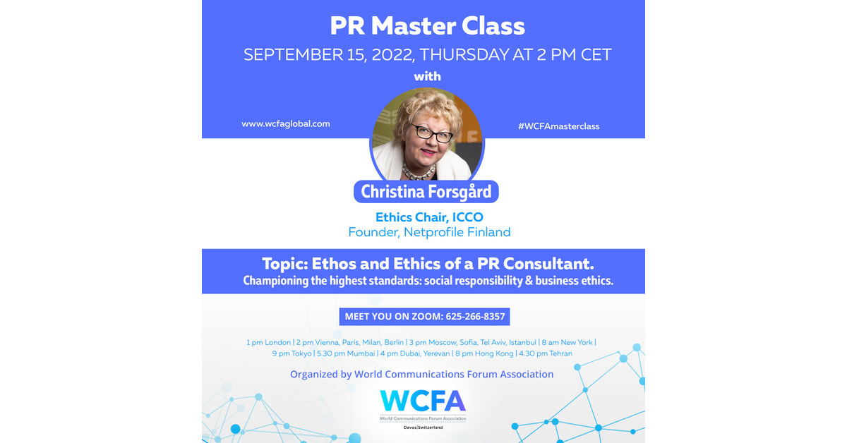 PR Master Class with ICCO Ethics Chair on Social Responsibility & Business Ethics - September 15 ...
