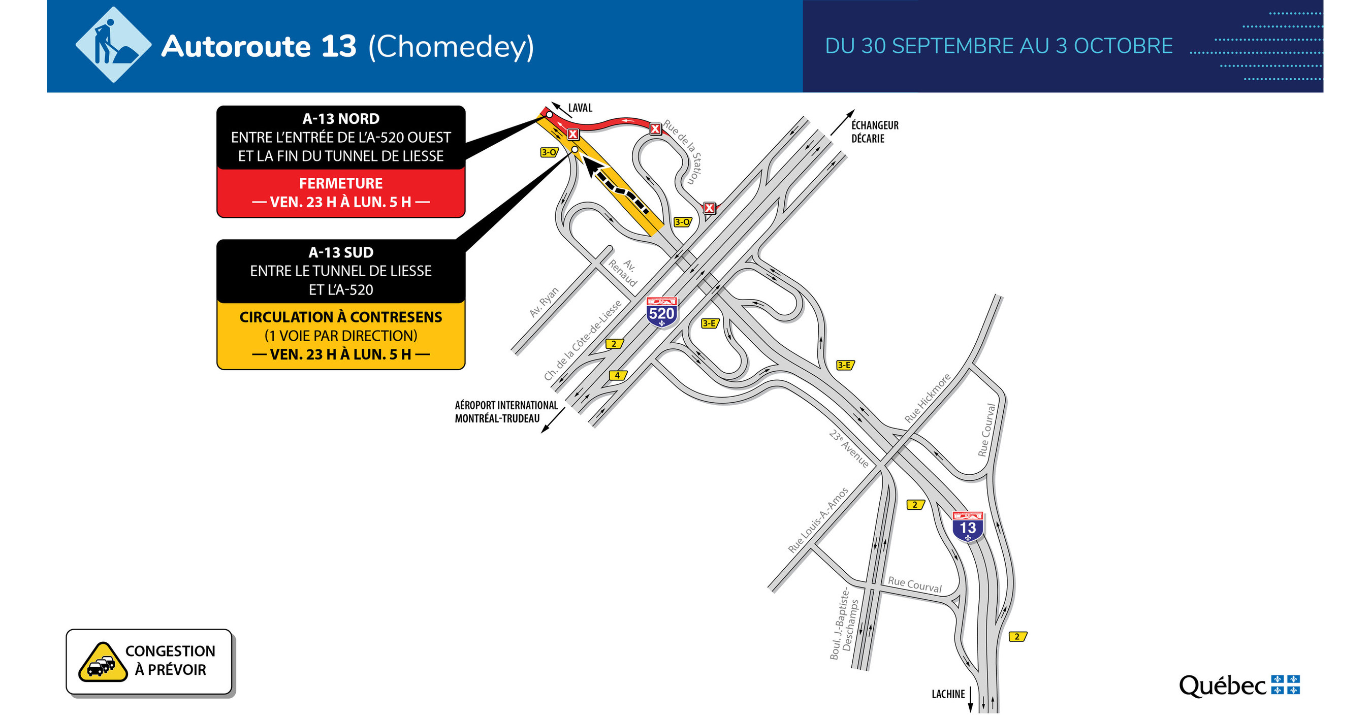 Autoroute 13 (Chomedey) à Montréal et à Dorval - Circulation à ...