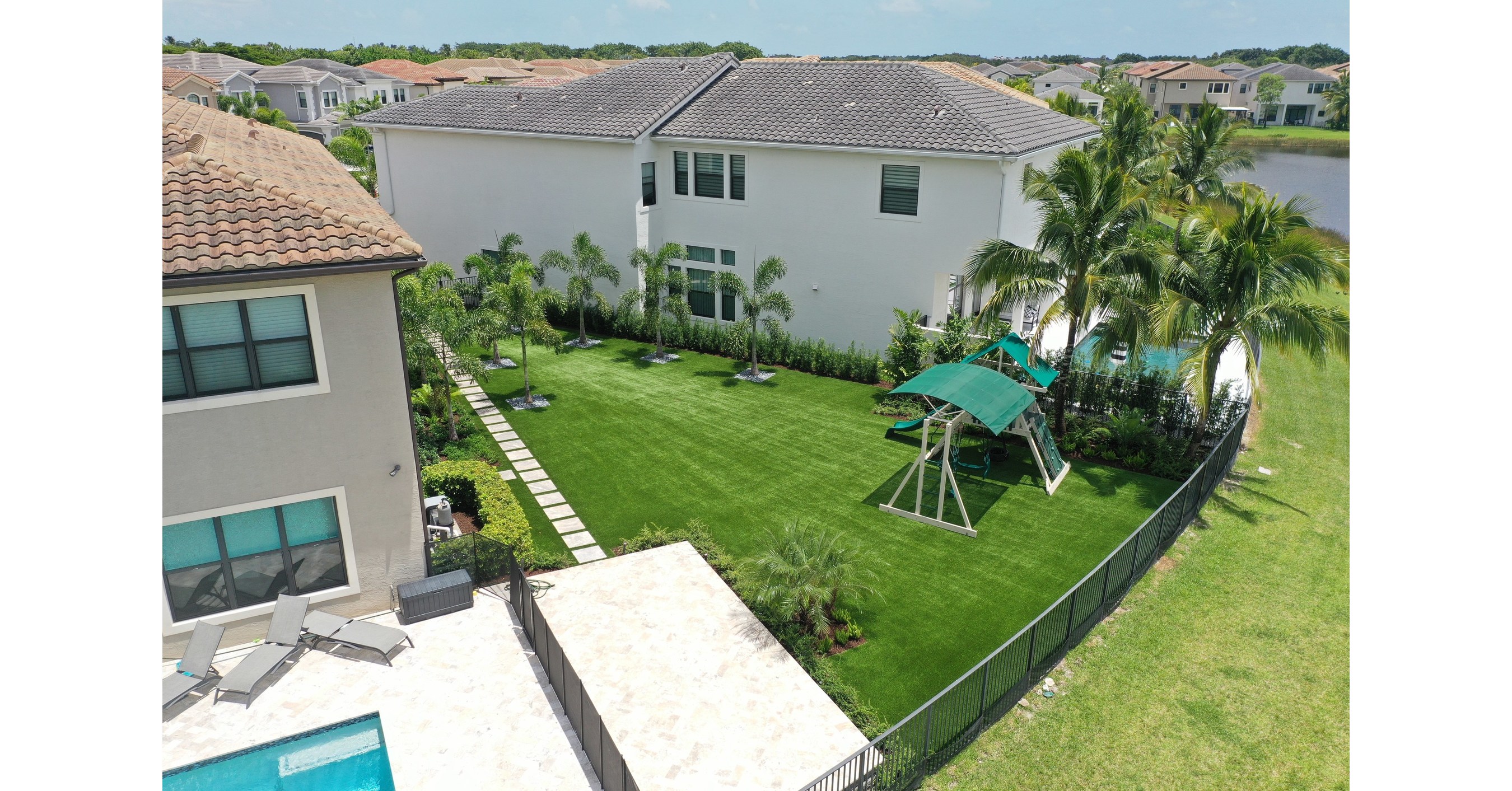 Lush Artificial Grass Transforms Waterfront Florida Home