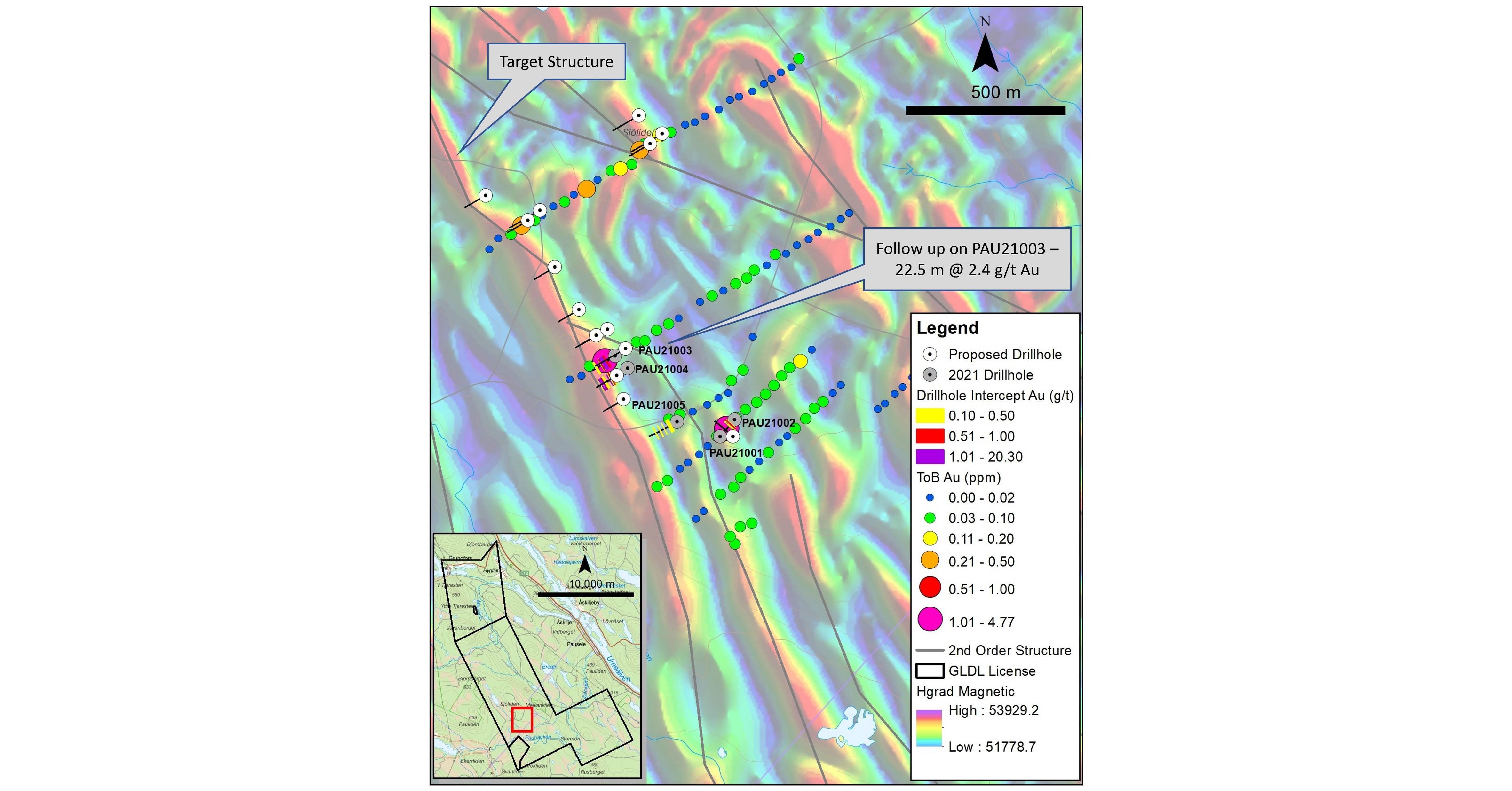 GOLD LINE ANNOUNCES DIAMOND DRILLING PROGRAM AT THE PAUBÄCKEN PROJECT