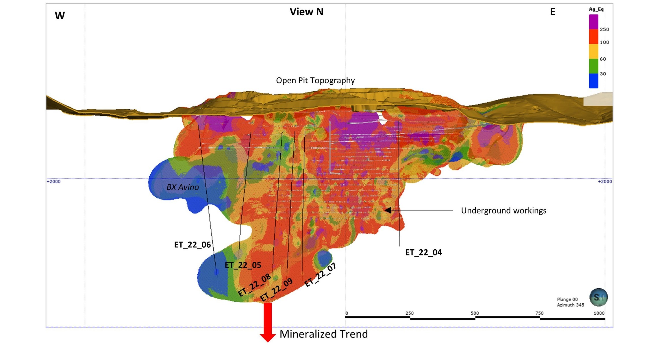 AVINO EXTENDS MINERALIZATION BELOW MINE WORKINGS