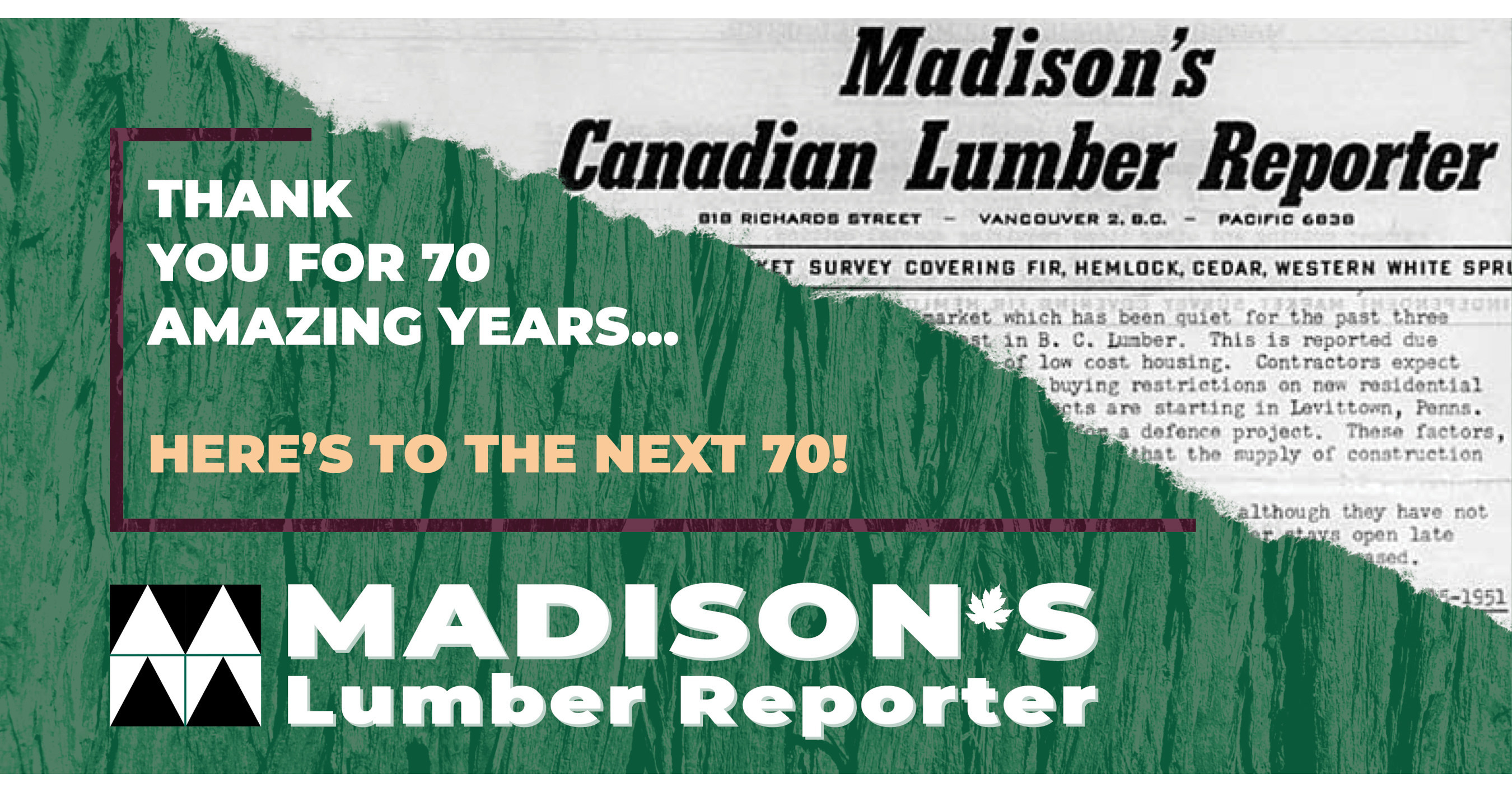 Madison's Lumber Reporter Platinum Anniversary: 70 Years and Counting
