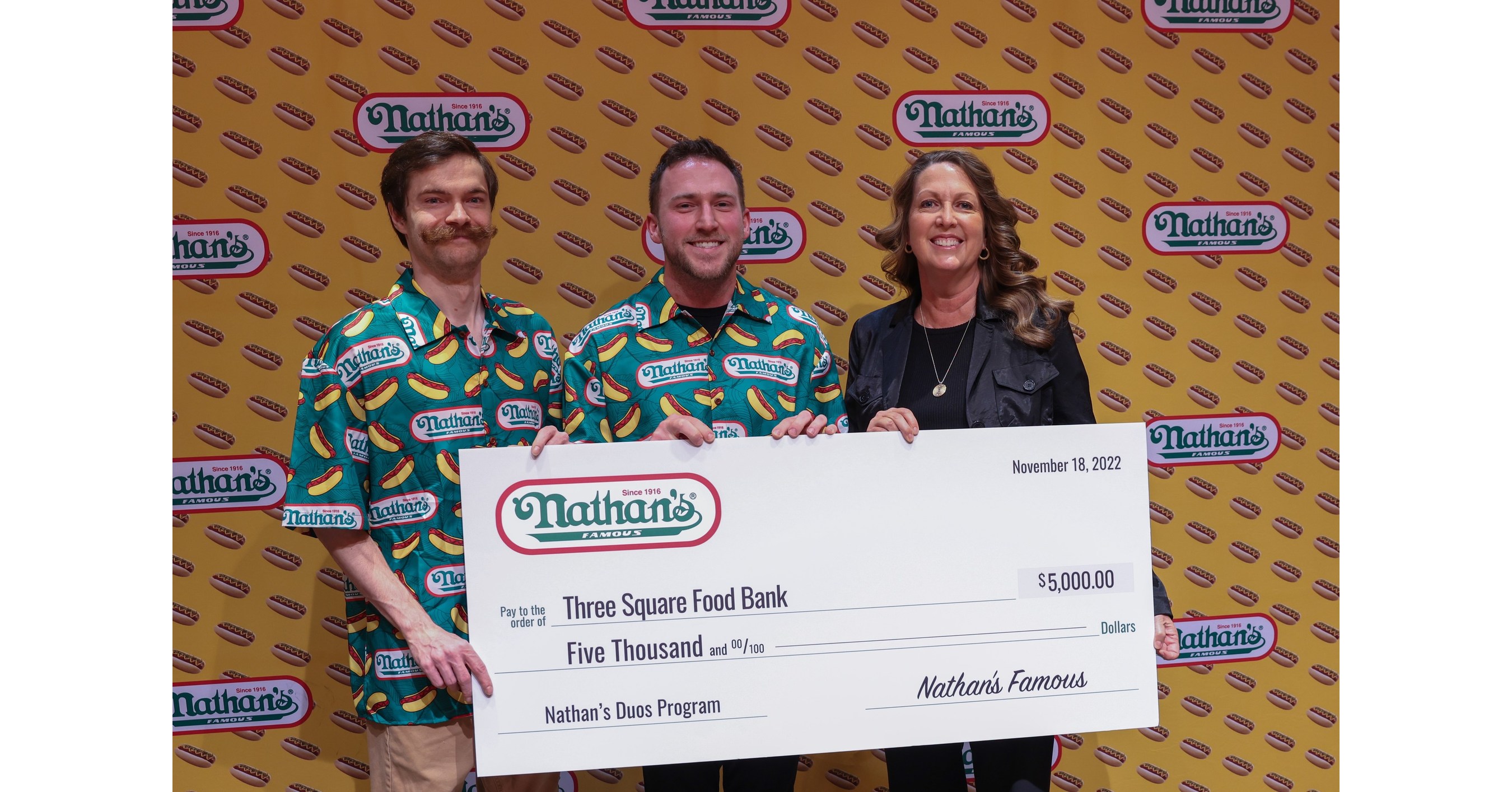 NATHAN'S FAMOUS PROVIDES $5,000 DONATION TO THREE SQUARE FOOD BANK WITH ...