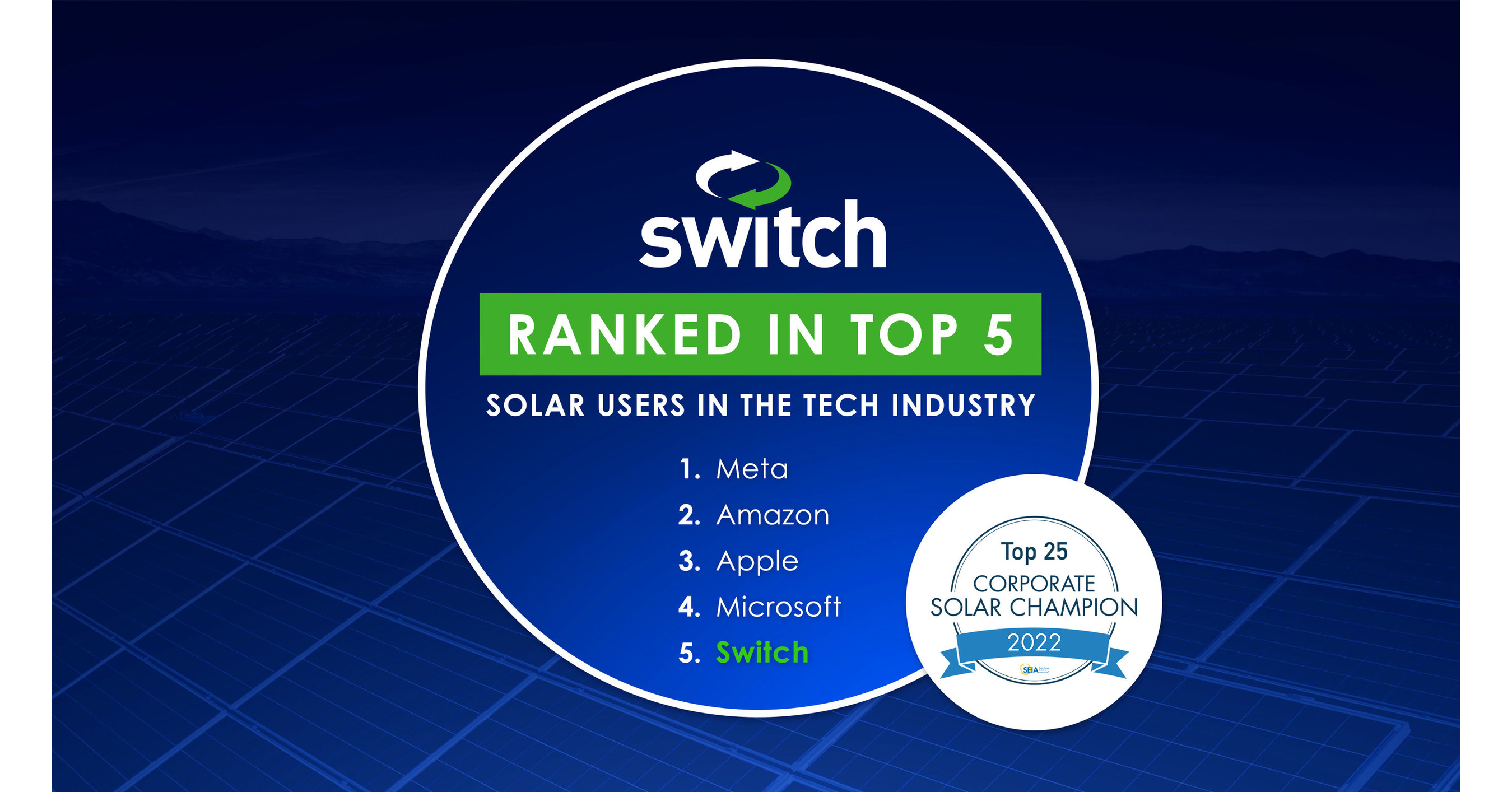 Switch Named One of the Top 5 Tech Companies for Solar Use by the Solar ...