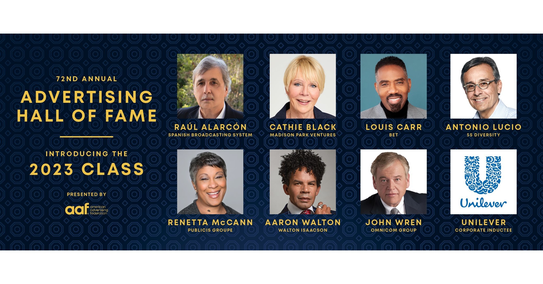 ANNOUNCING THE INDUCTEES TO THE 2023 AAF ADVERTISING HALL OF FAME