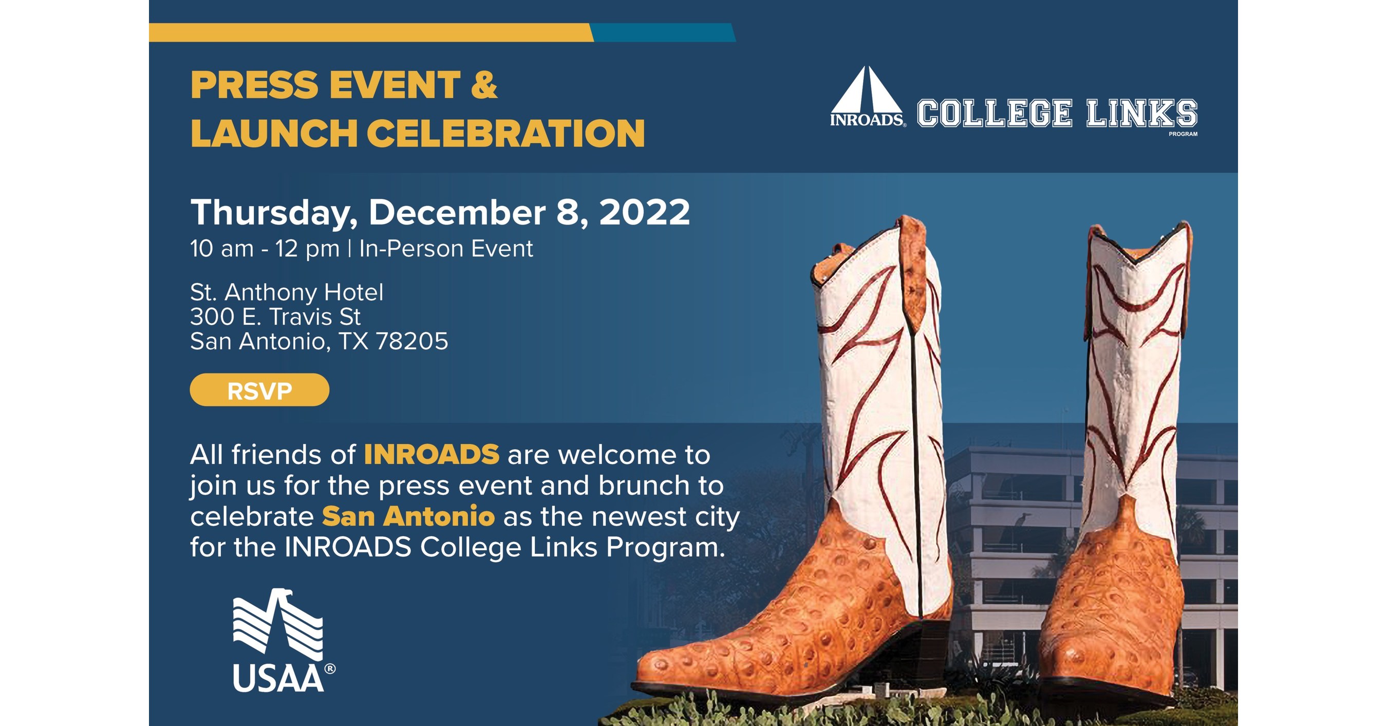 INROADS COLLEGE LINKS TO LAUNCH IN SAN ANTONIO WITH USAA SUPPORT