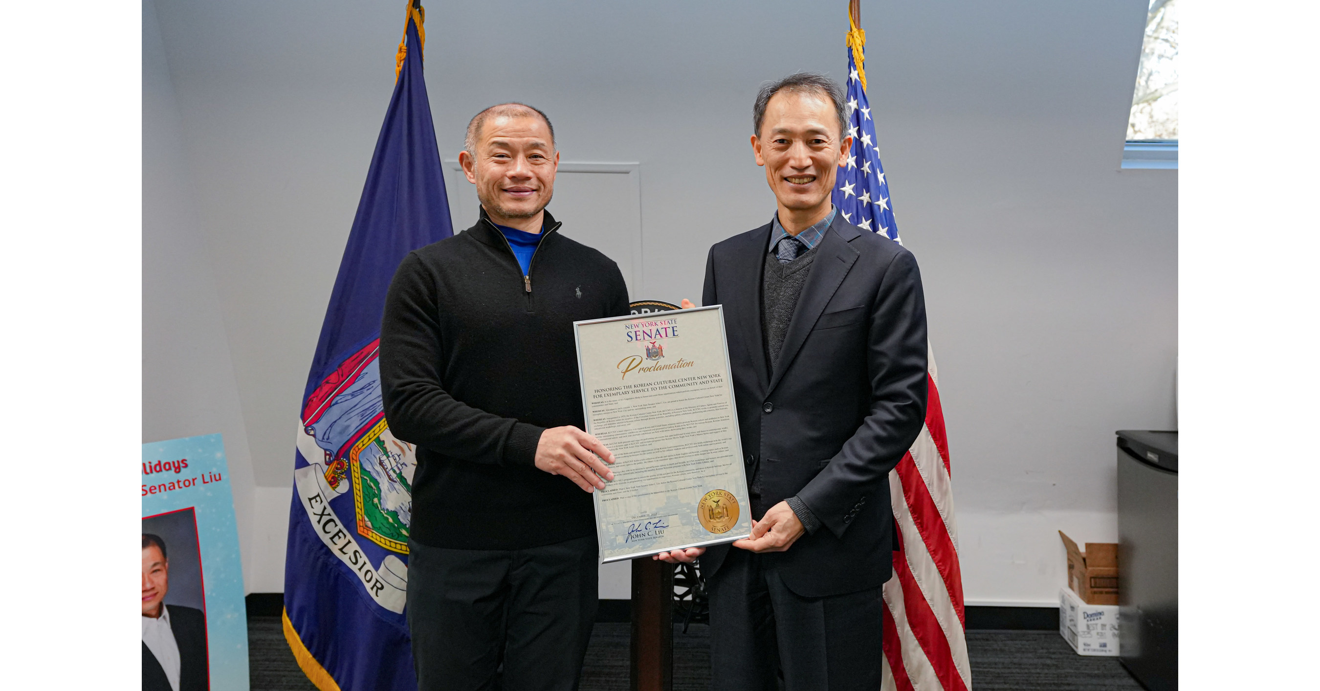 New York State Senator John C. Liu presents the Korean Cultural Center ...
