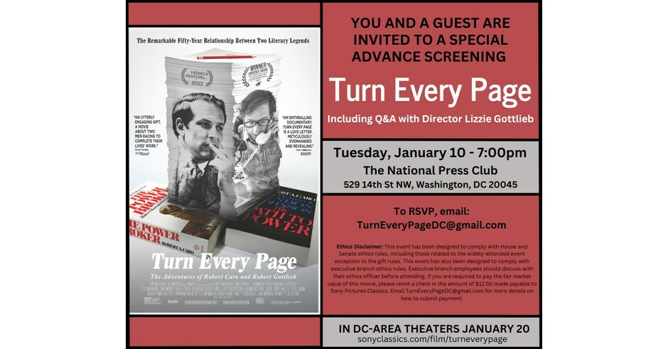National Press Club to Host Special Advance Screening: Turn Every Page ...
