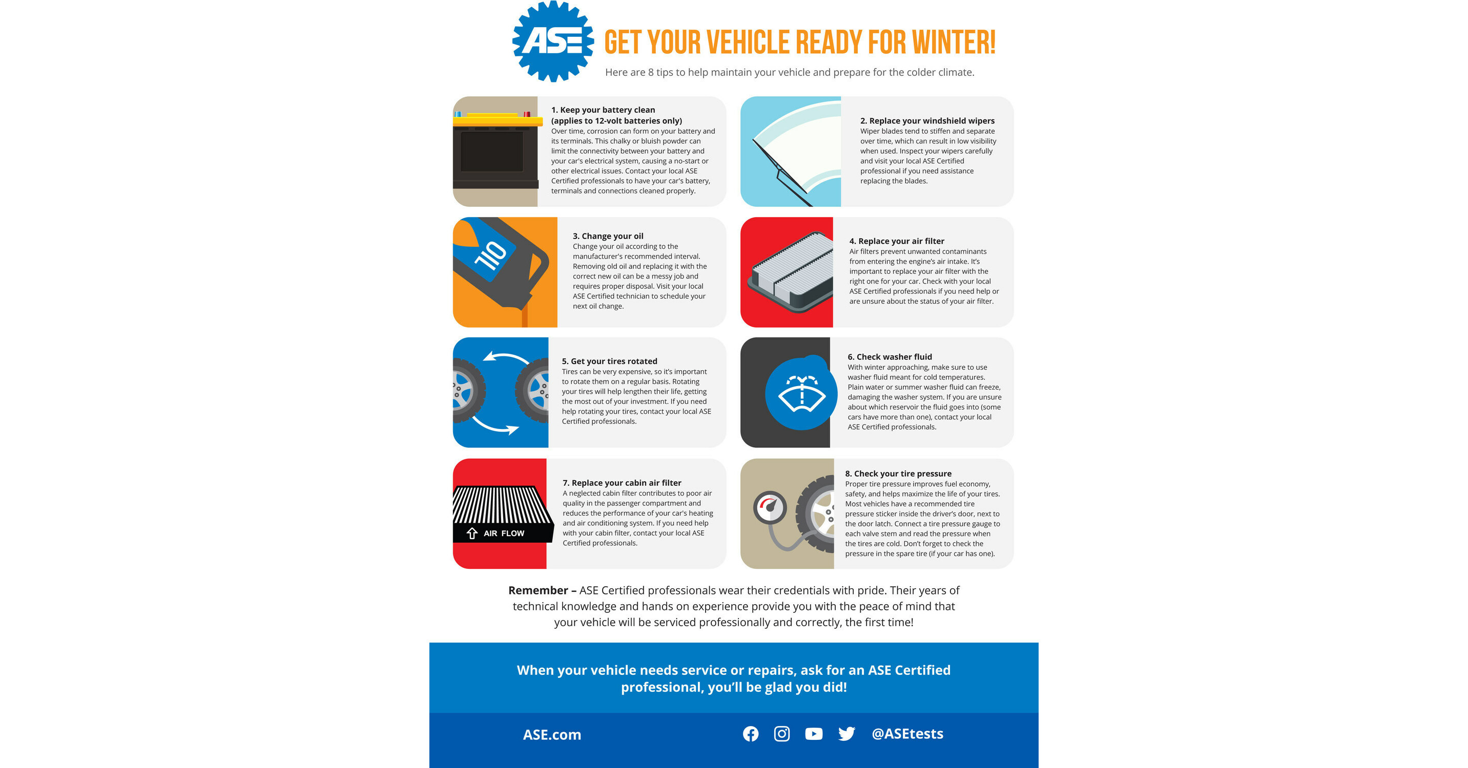 ASE Recommends Vehicle Owners Perform Winter Maintenance Checks
