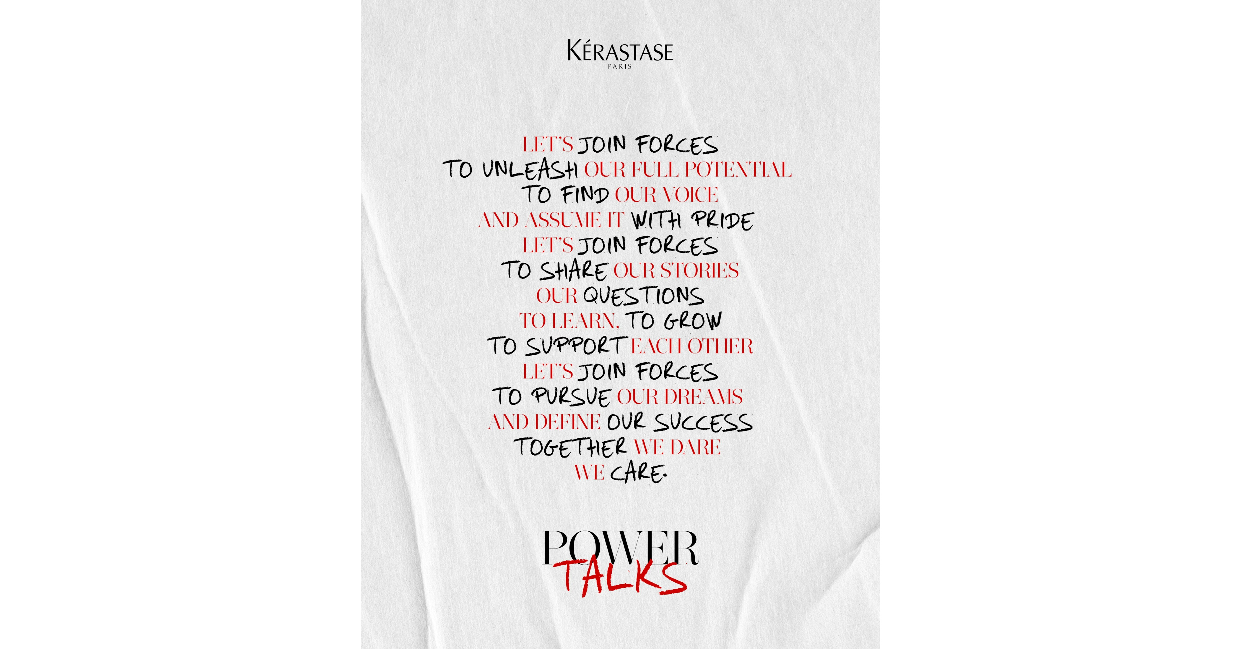 KERASTASE LAUNCHES "POWER TALKS" INITIATIVE IN THE U.S. WITH NONPROFIT, STEP UP