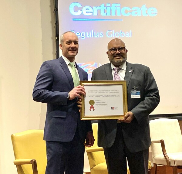 Regulus Global Recognized with Export Achievement Certificate from U.S. Dept of Commerce