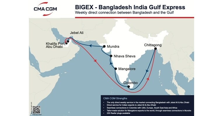 CMA CGM's New Bangladesh India Gulf Express (BIGEX) Debuts As First and ...