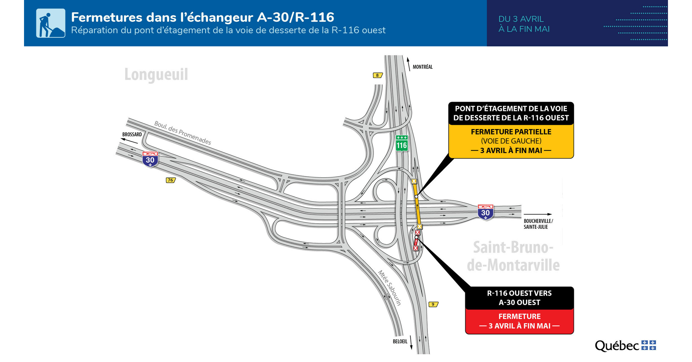 Échangeur de l'autoroute 30 et de la route 116 à Saint-Bruno-de ...
