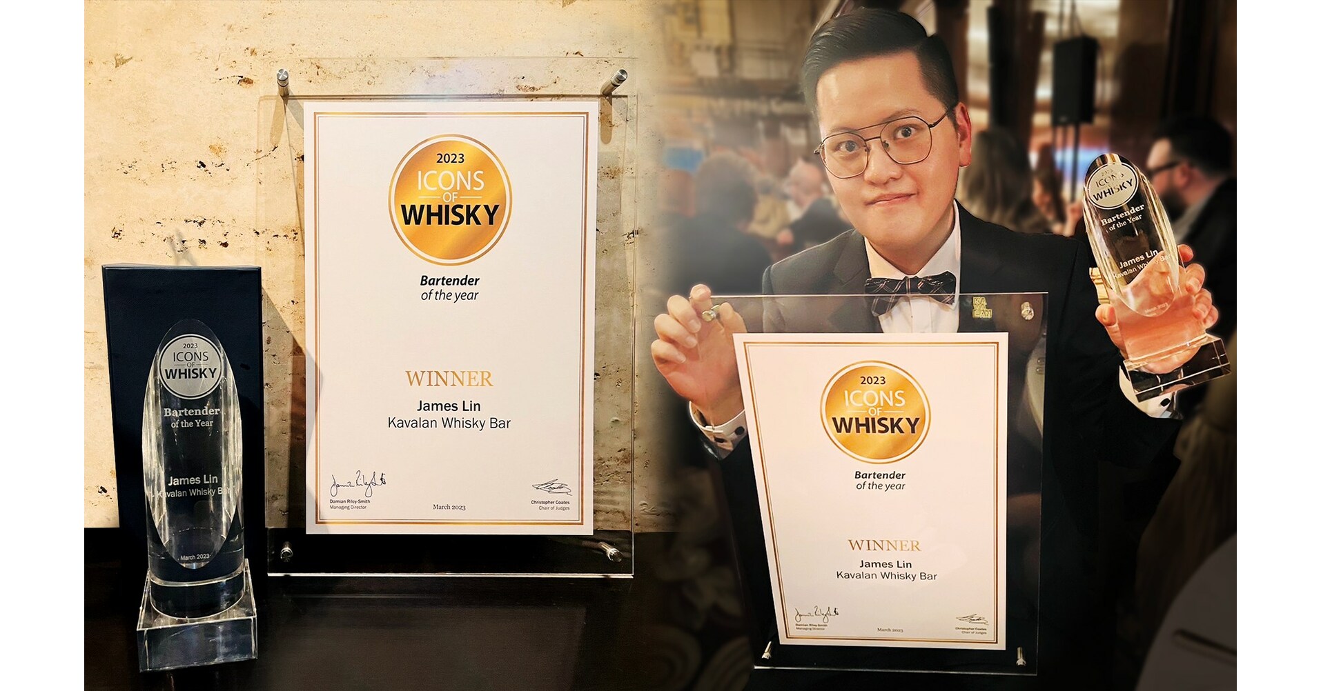 Kavalan Wins at Icons of Whisky, WWA 2023