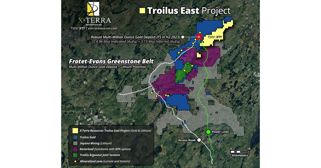 X-TERRA IDENTIFIES LITHIUM POTENTIAL AT TROILUS EAST