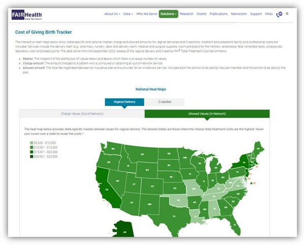 FAIR Health Launches Interactive Tool Tracking Cost of Giving Birth ...