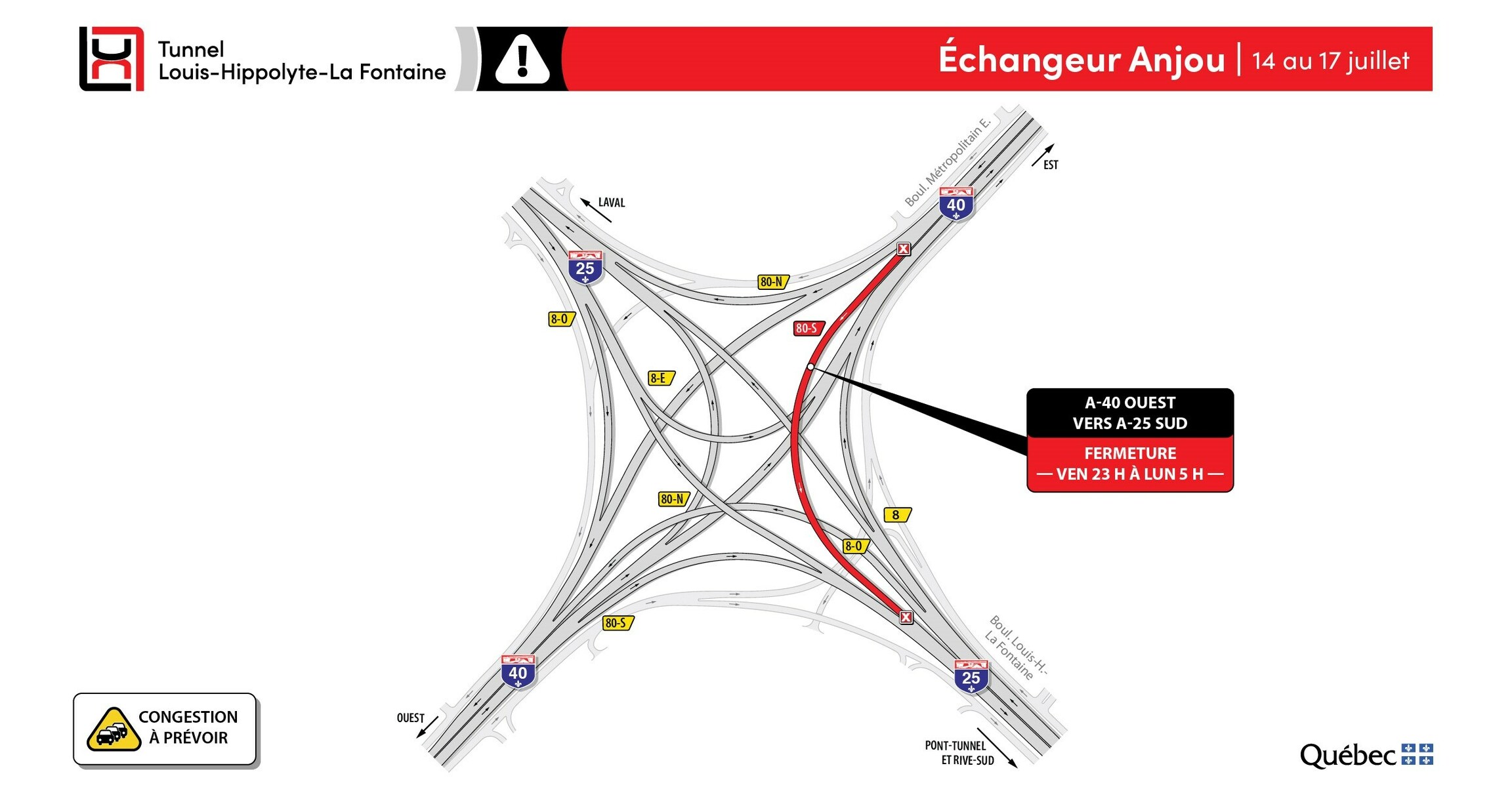 Réfection majeure du tunnel Louis-Hippolyte-La Fontaine - Fermeture ...