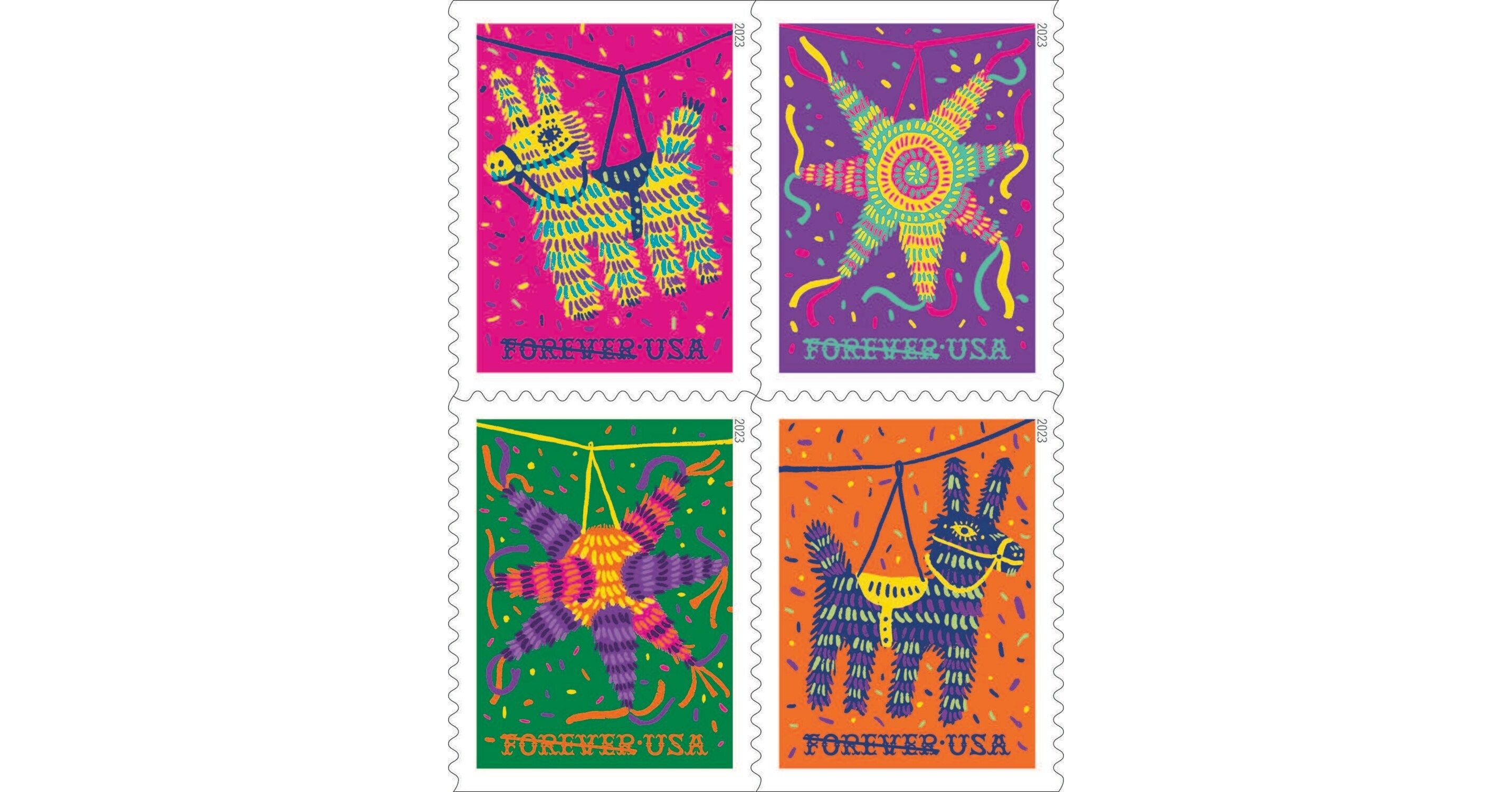 Celebre sus fiestas con las estampillas Piñatas! de USPS