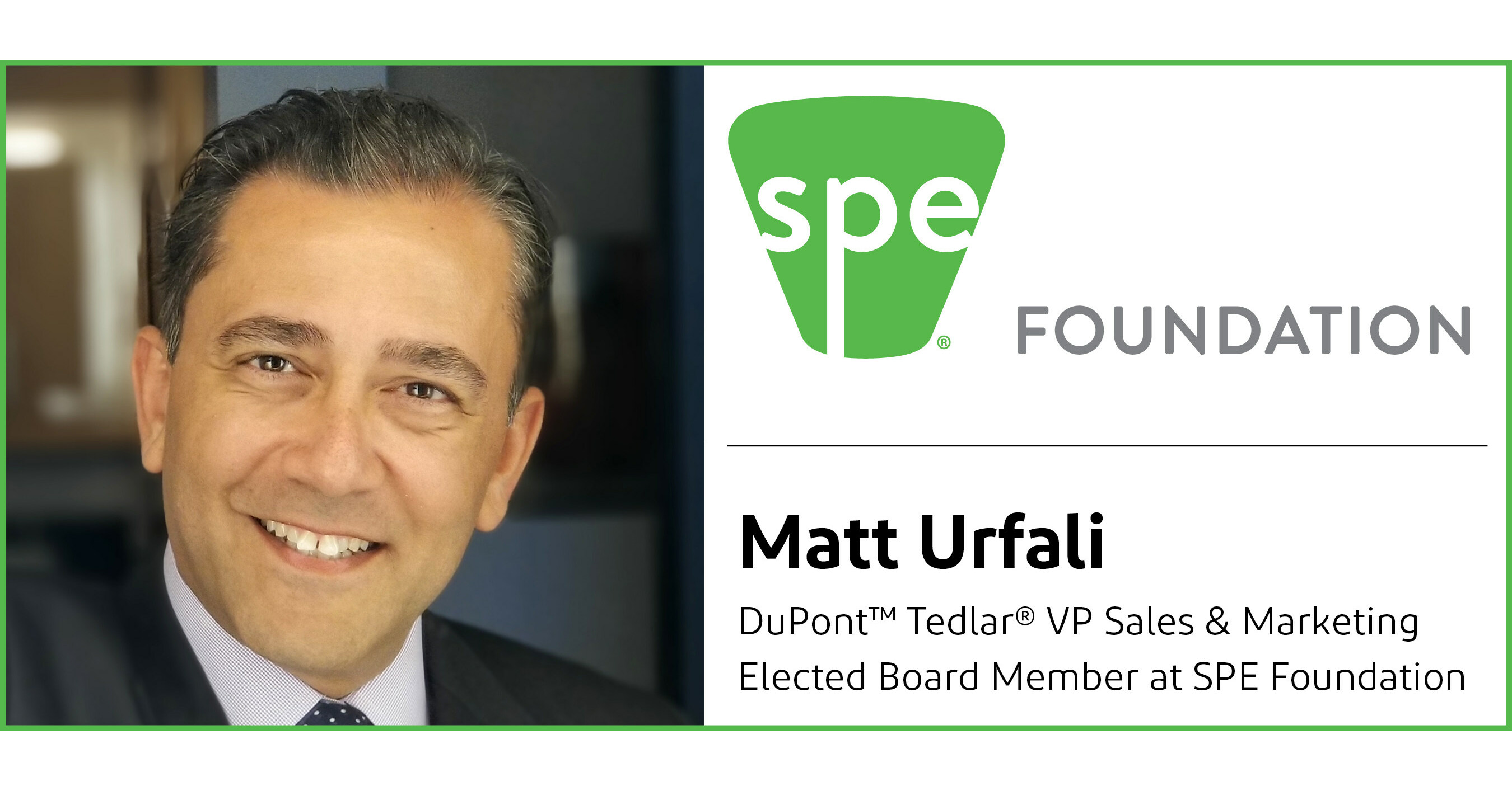 Matt Urfali of DuPont™ Tedlar® Named to SPE Foundation Board