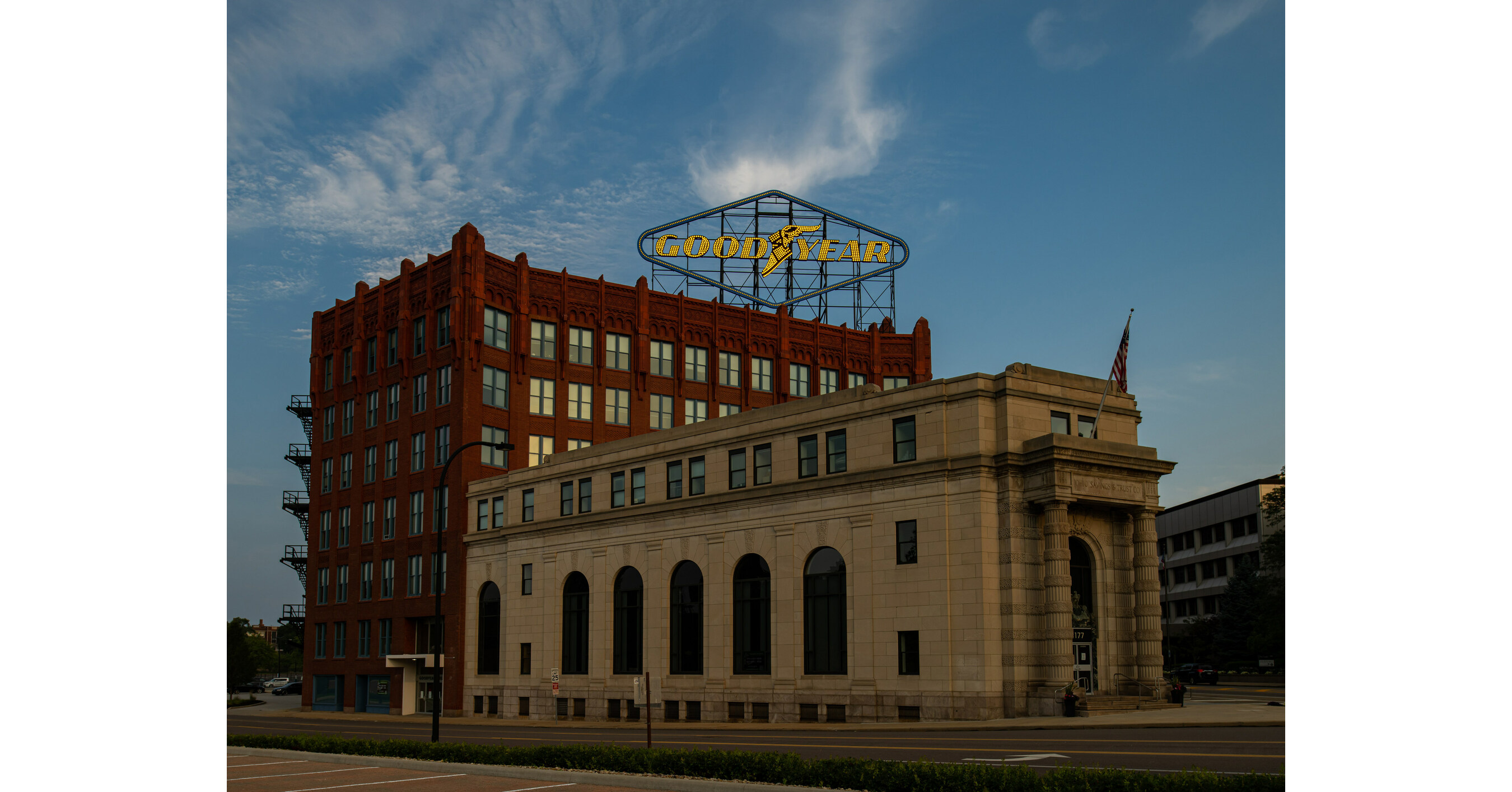 GOODYEAR RELIGHTS ICONIC SIGN ABOVE ITS FORMER WORLD HEADQUARTERS IN ...