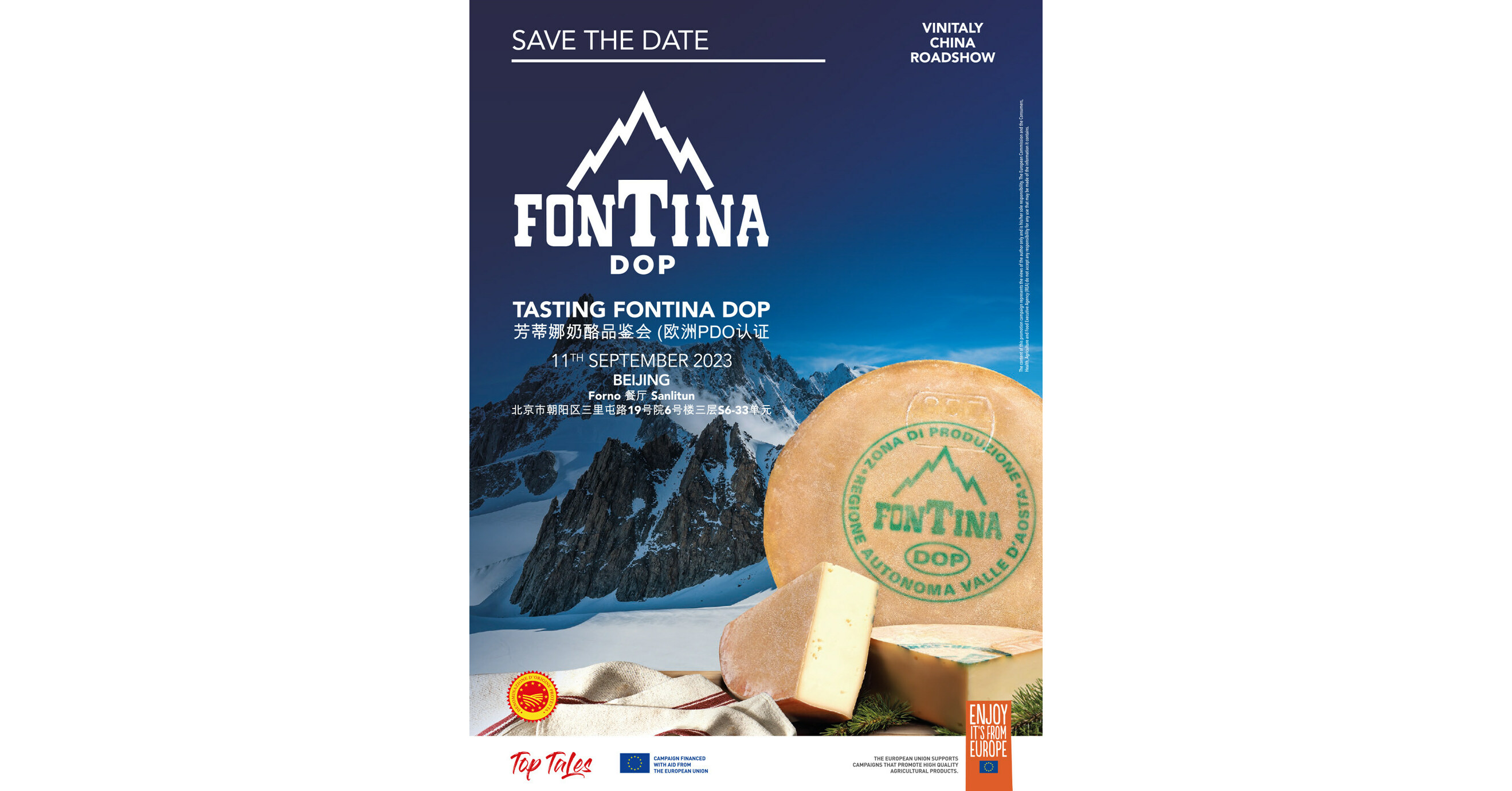 Fontina PDO cheese flies to China for Vinitaly China Roadshow