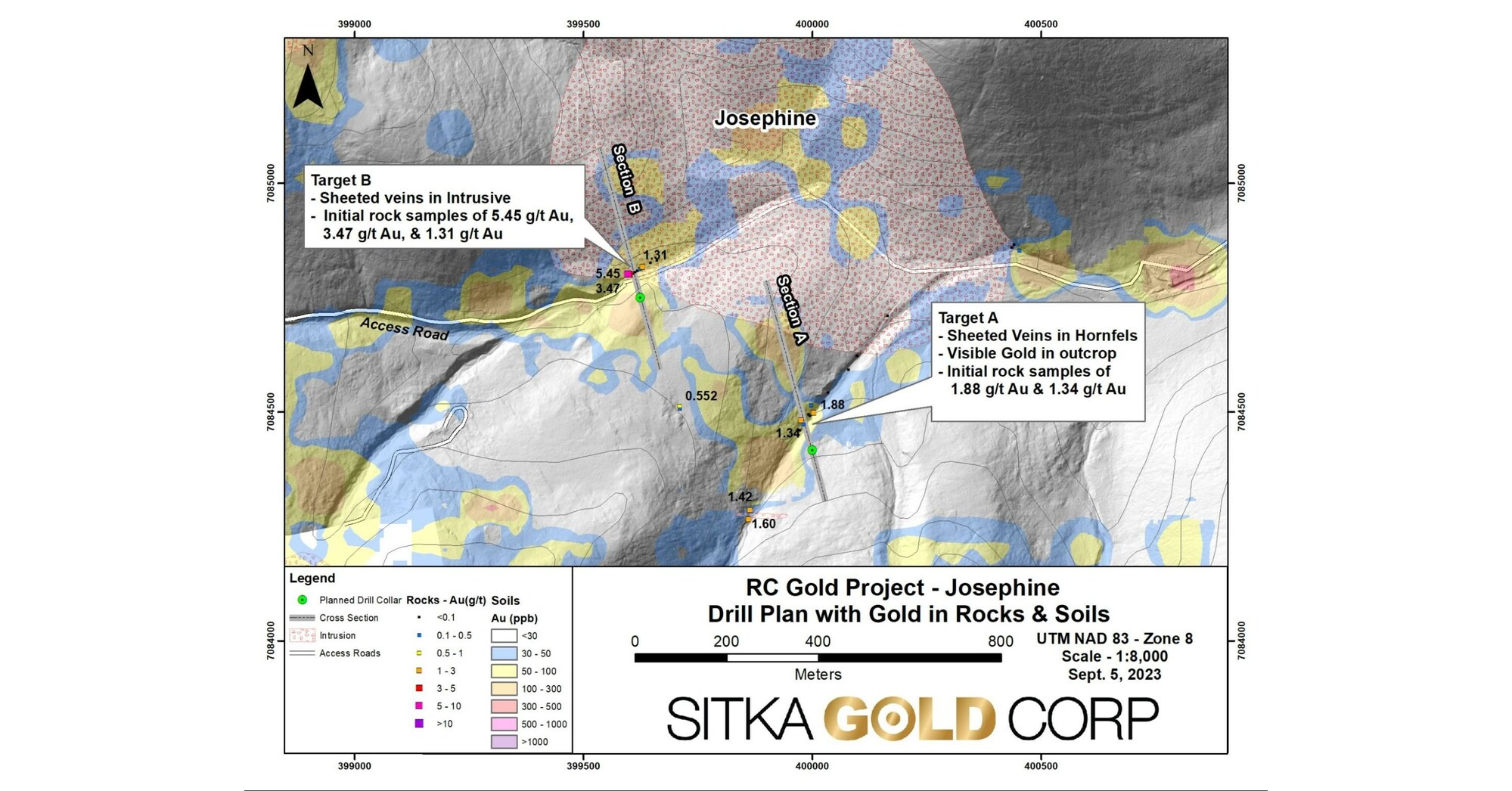 SITKA BEGINS MAIDEN DRILLING ON THE JOSEPHINE INTRUSION GOLD TARGET AT ITS RC GOLD PROJECT, YUKON