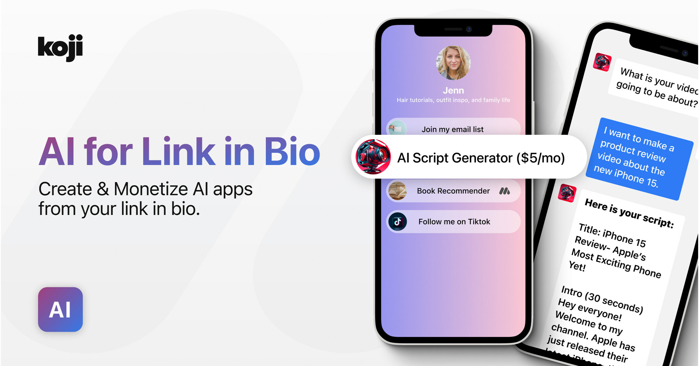 Creator Economy Platform Koji Announces "AI for Link in Bio" App