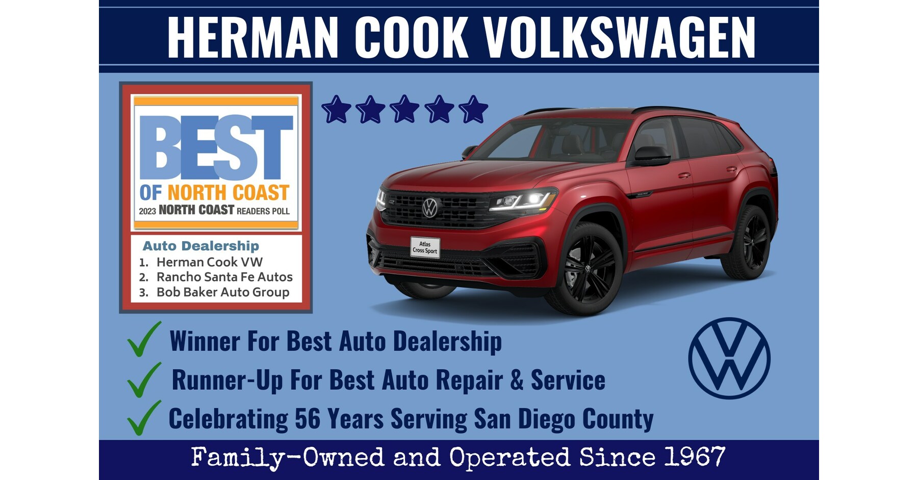 Herman Cook Volkswagen Celebrates Victory in 2023 North Coast Readers Poll