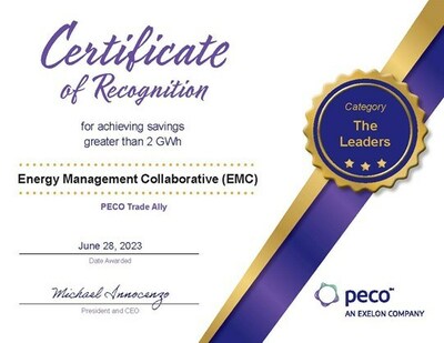 EMC Named a Top Performing Trade Ally Leader by PECO for Energy Savings ...