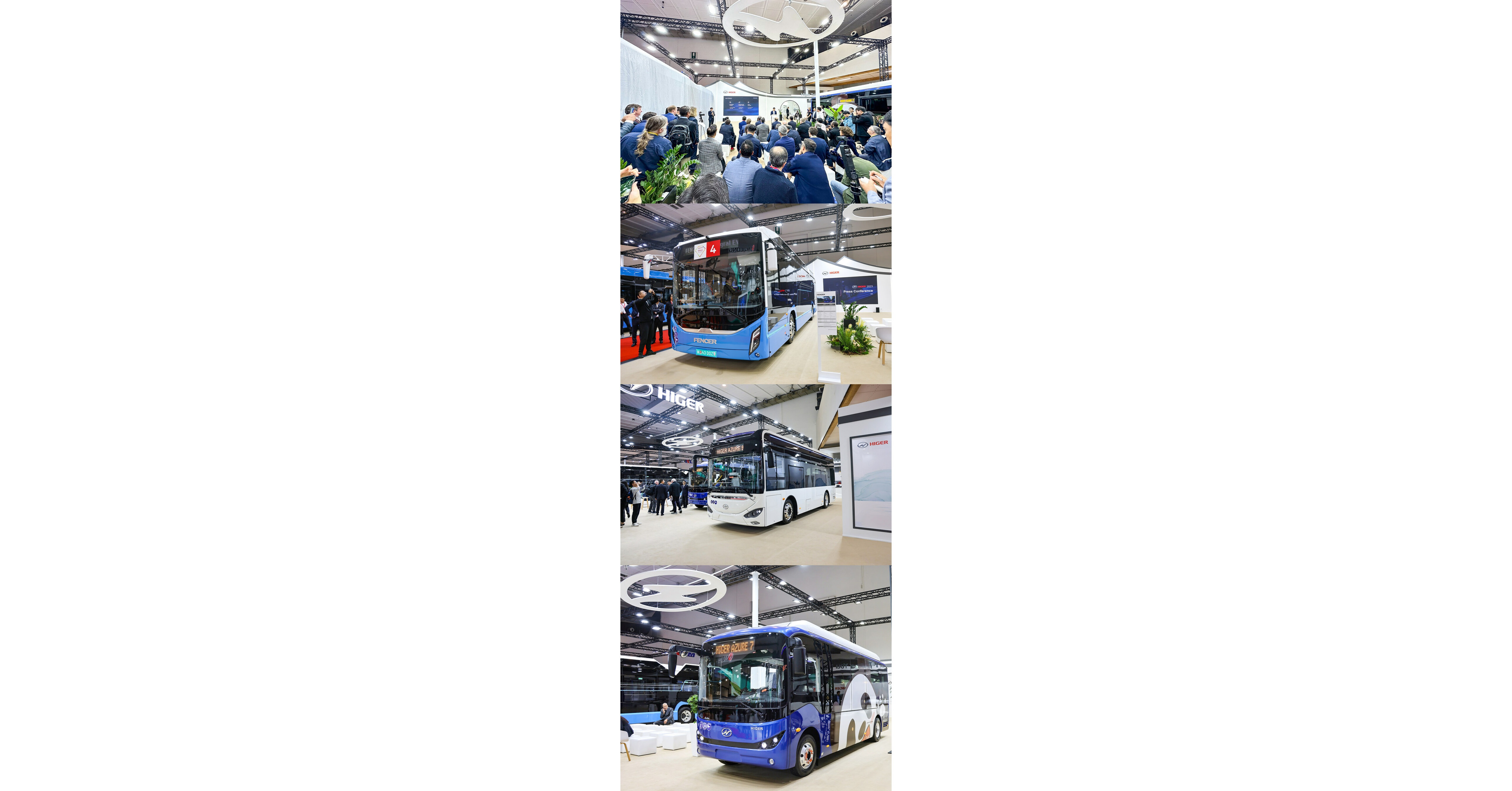 Higer presenta 3 autobuses totalmente eléctricos en el Busworld 2023