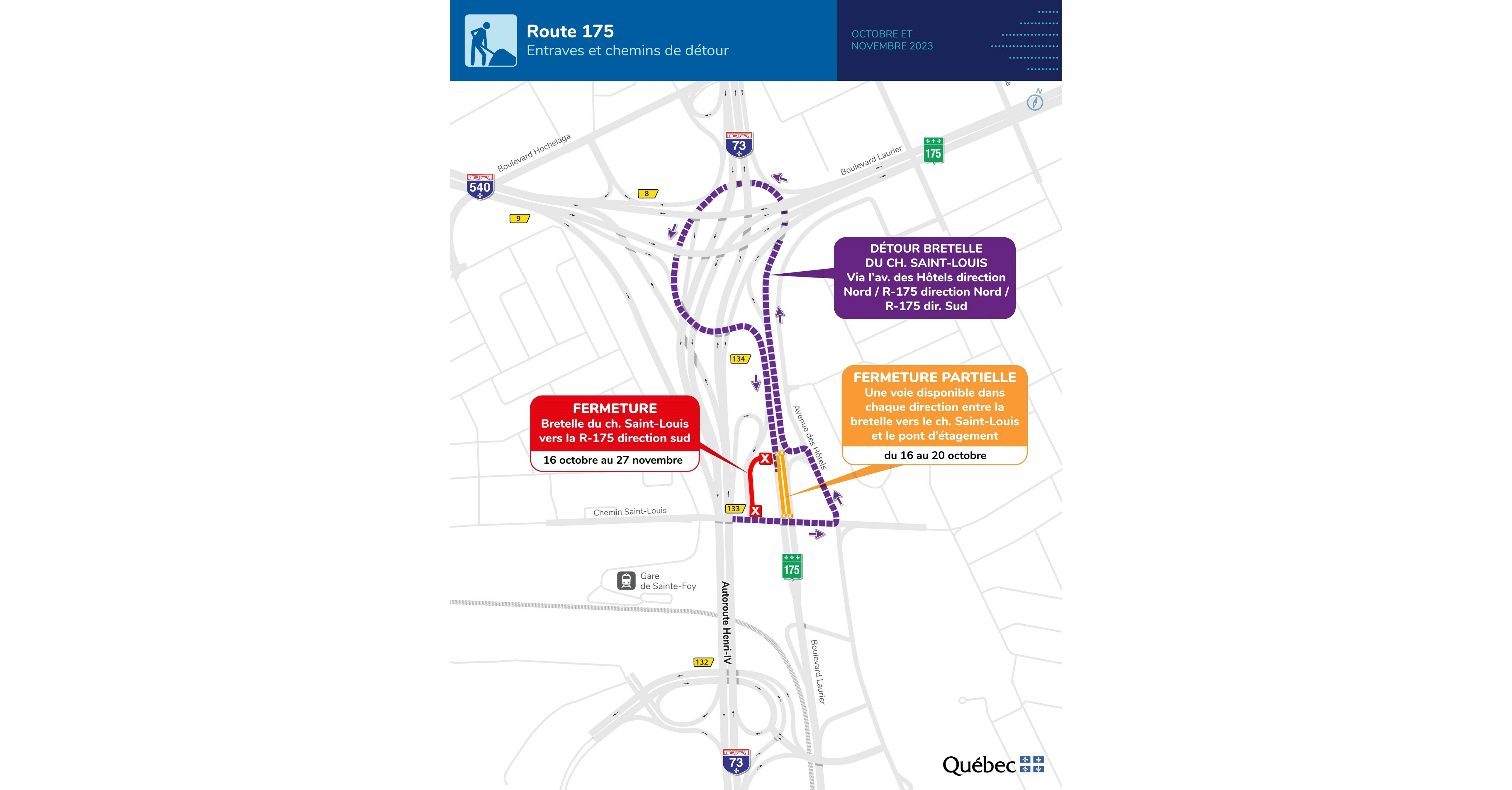 Échangeurs au nord des ponts Pierre-Laporte et de Québec - Fermeture de ...