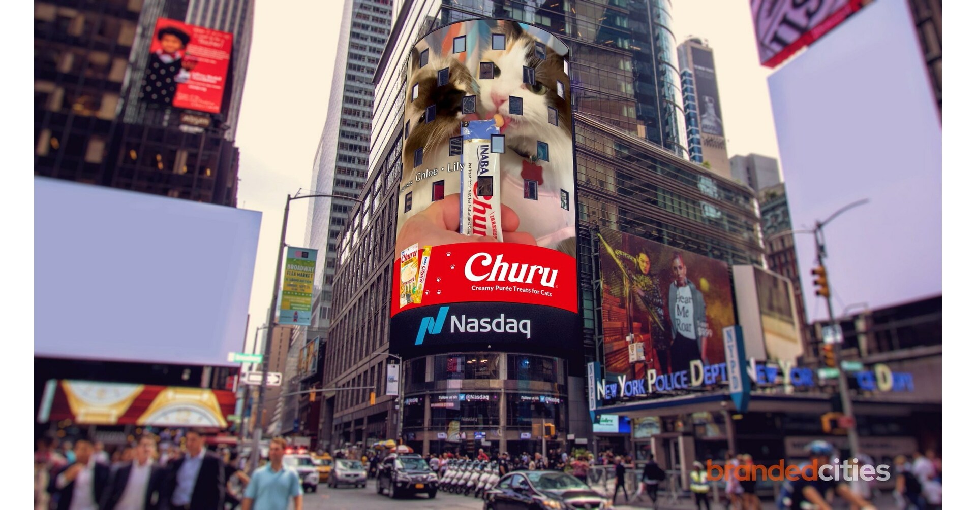 MEE-WOW! INABA PUTS FELINE FRIENDS ON THE BIG SCREEN IN TIMES SQUARE