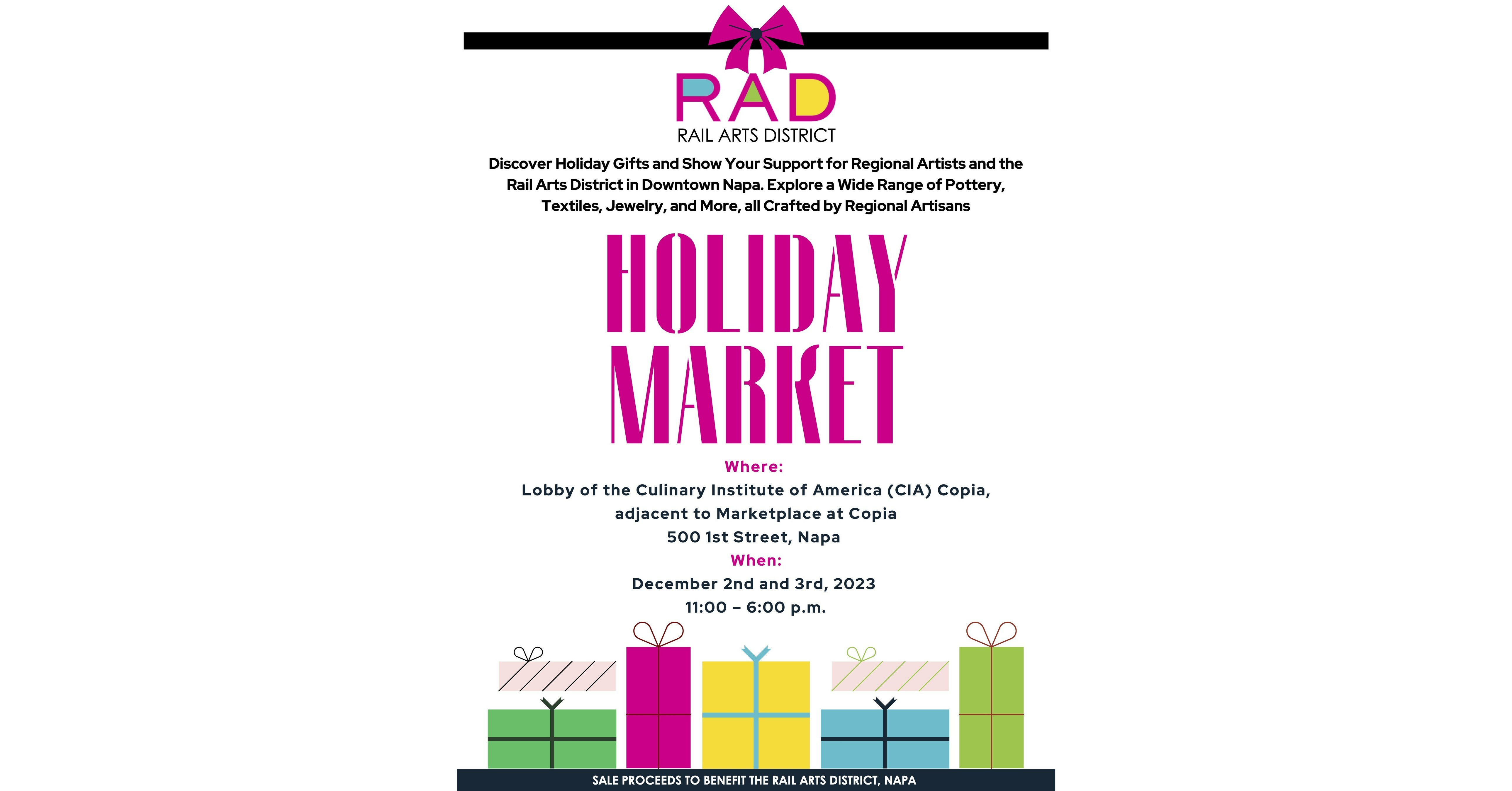 Rail Arts District (RAD) Napa Announces Holiday Market Featuring ...