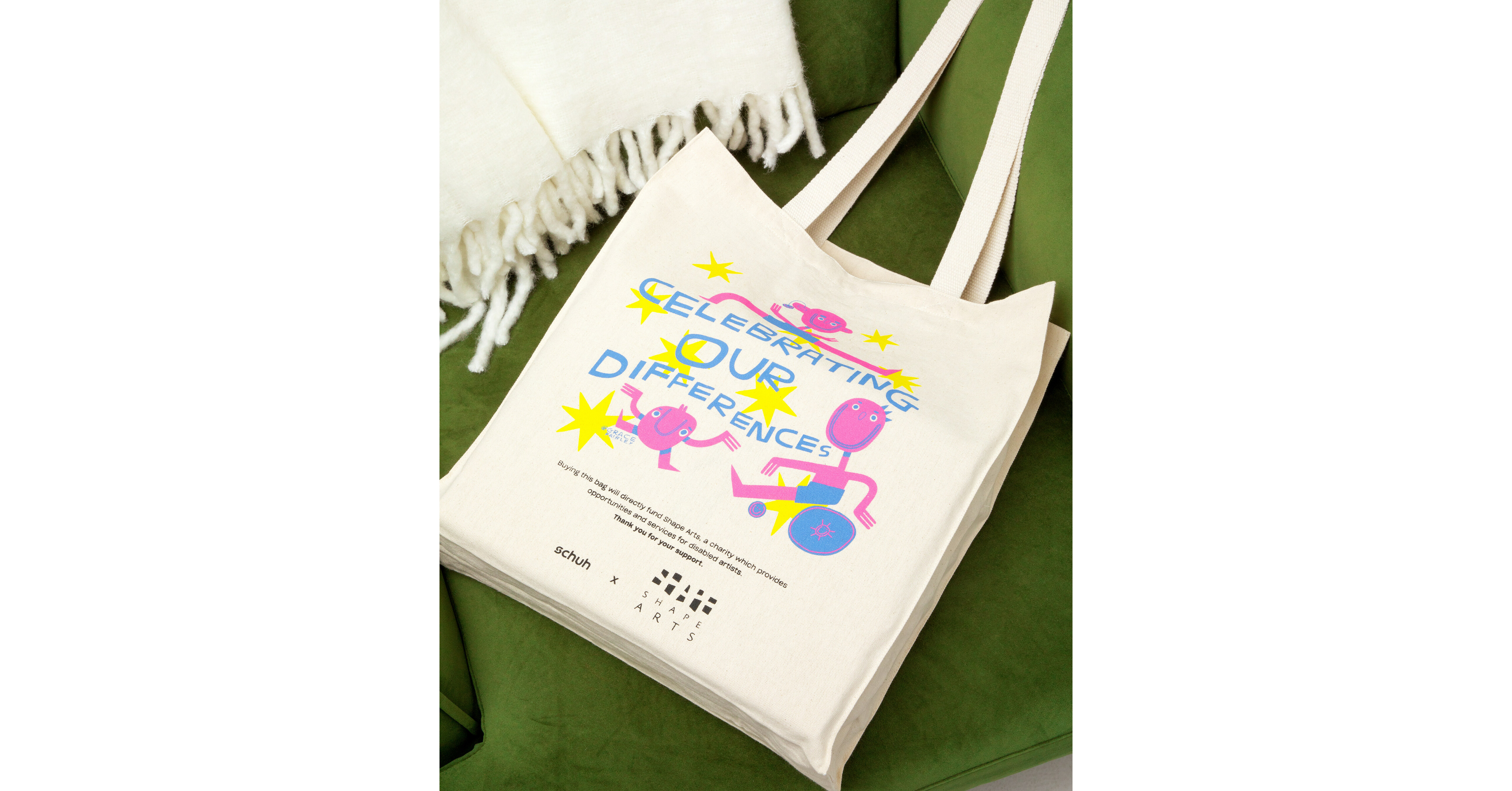 schuh launches Disability Equality tote bag with Shape Arts, inspired ...