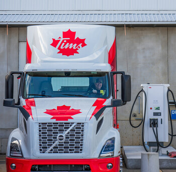 Tim Hortons has its first zero-tailpipe emissions electric transport truck on the road in ...