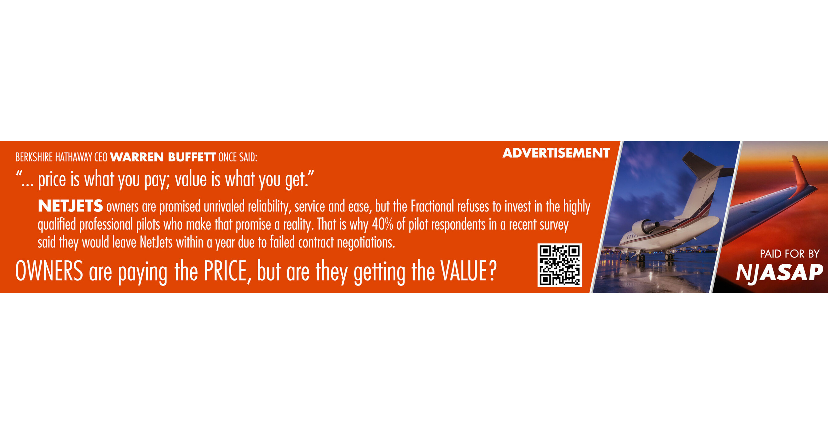 NetJets Pilots Call Out Warren Buffett in National Ad