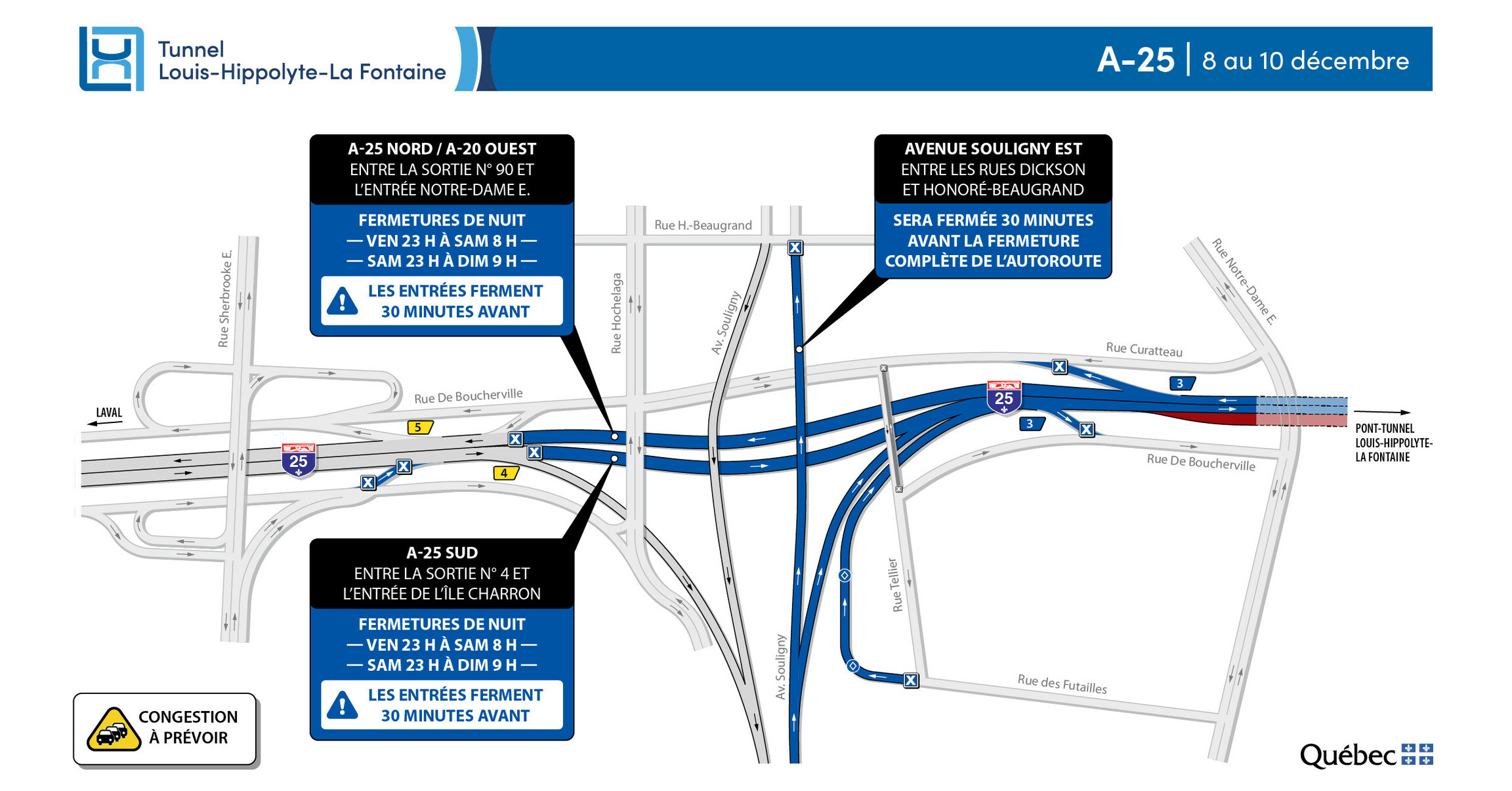 Réfection majeure du tunnel Louis-Hippolyte-La Fontaine : Fermeture ...