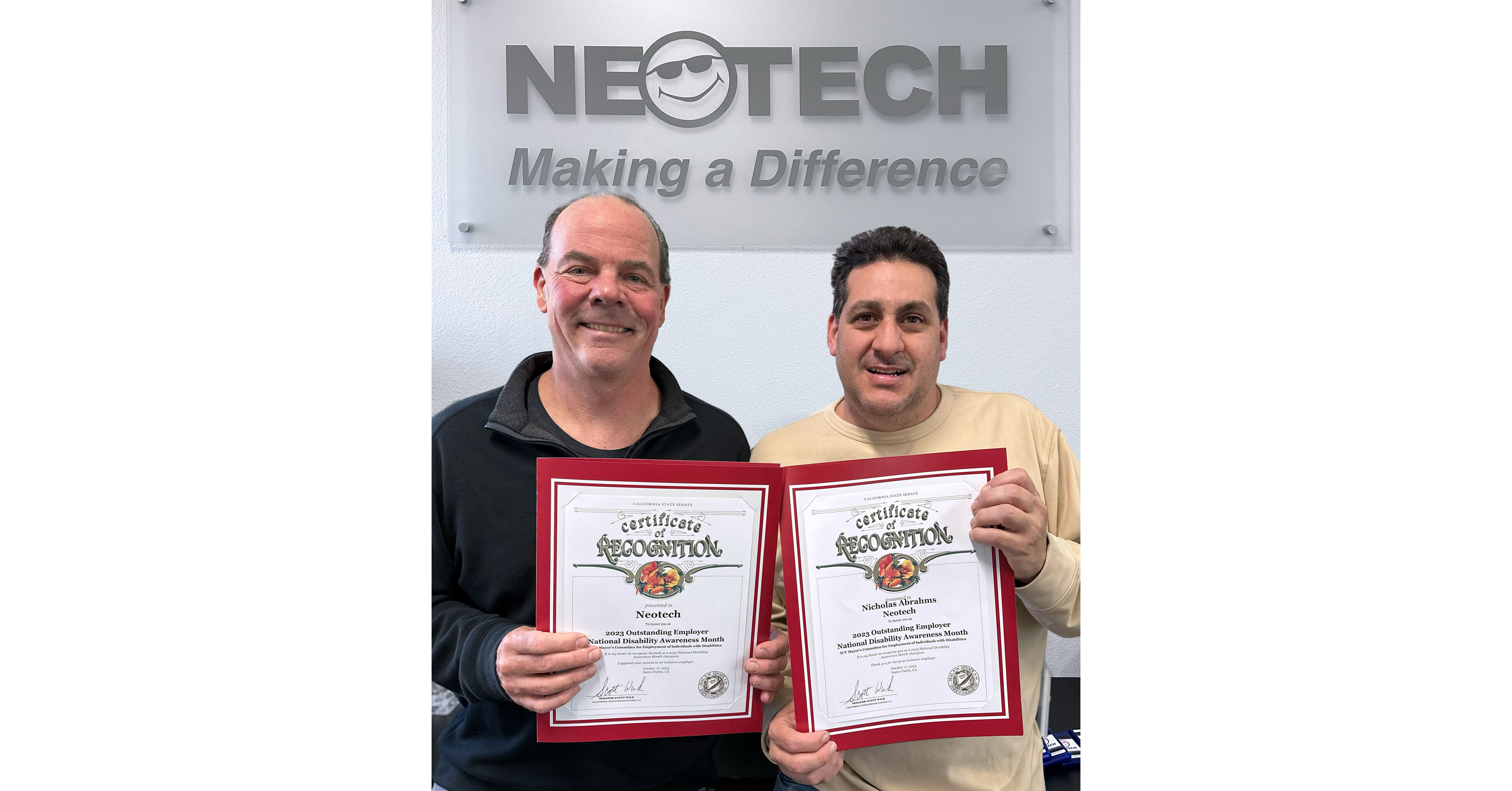 NEOTECH PRODUCTS LLC HONORED FOR DISABILITY EMPLOYMENT