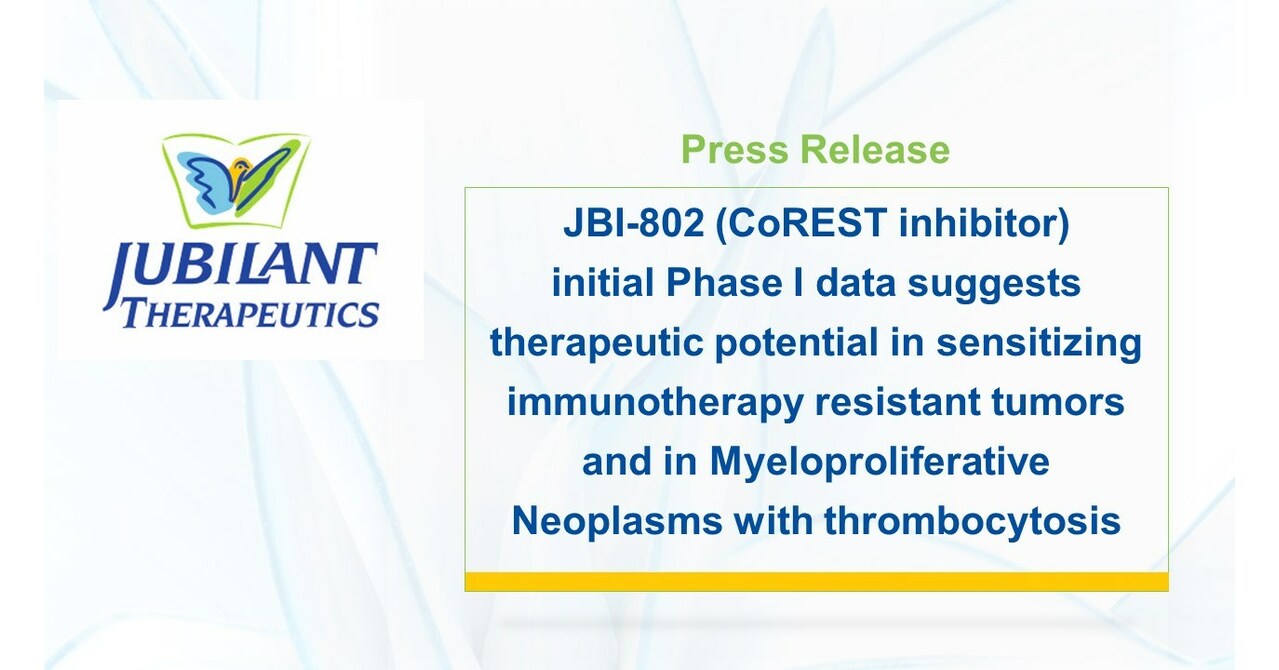 JBI-802 initial Phase I data suggests therapeutic potential in ...