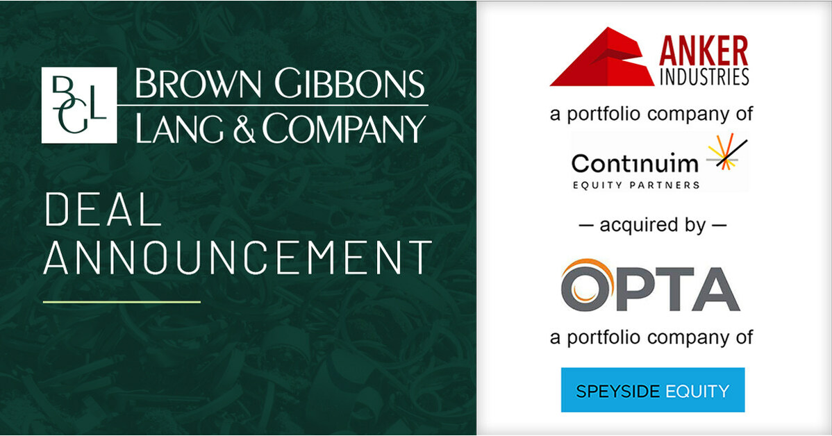 BGL Announces the Sale of Anker Industries to Opta Group