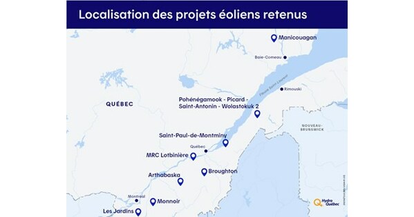 Hydro-Québec retains 8 bids totalling 1 550 MW of wind power