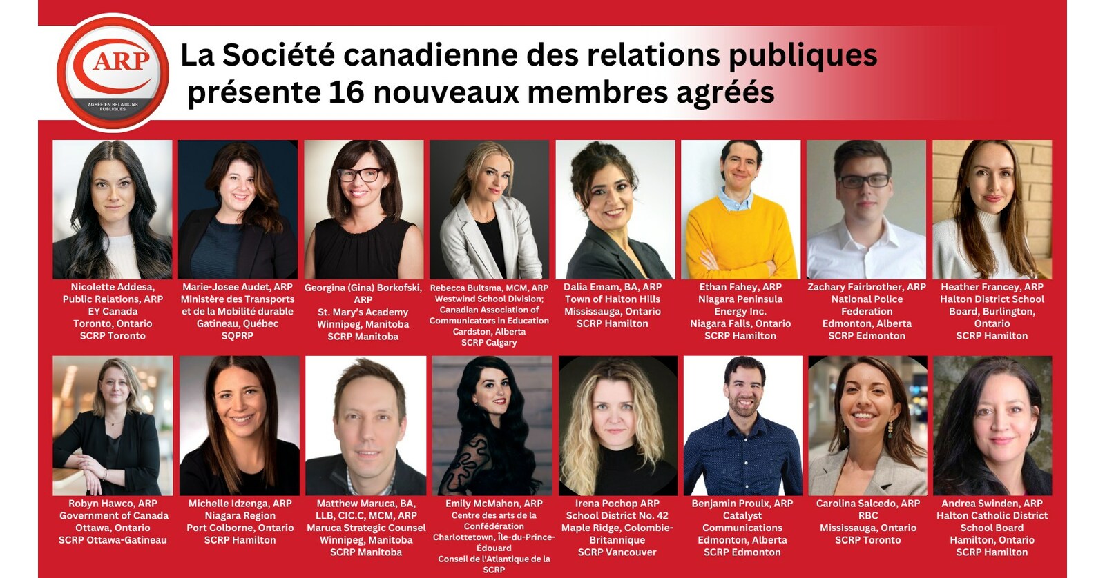 La Société canadienne des relations publiques présente 16 nouveaux membres agréés