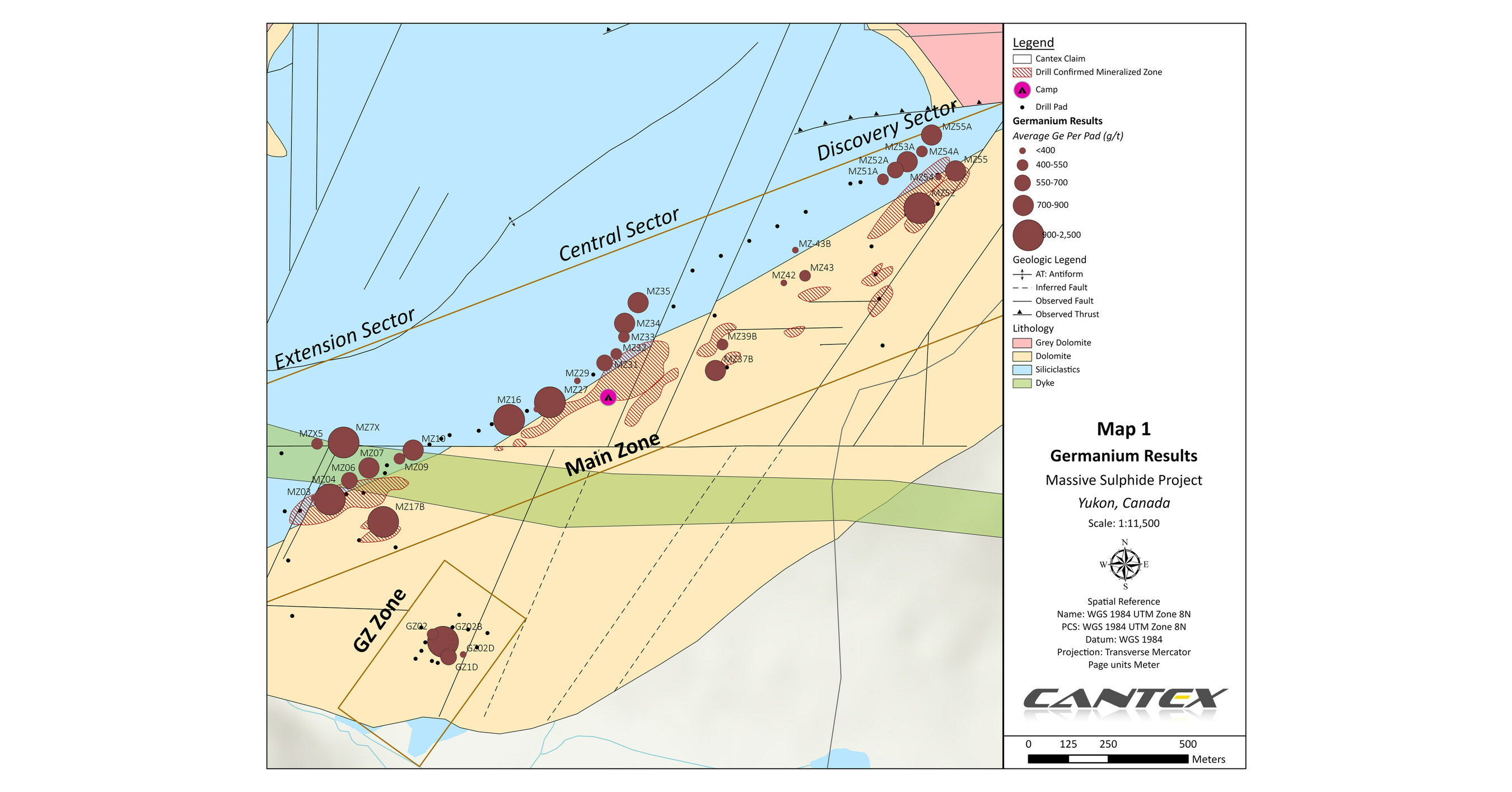 CANTEX CONFIRMS ELEVATED GERMANIUM RESULTS ALONG ENTIRE MAIN ZONE ...